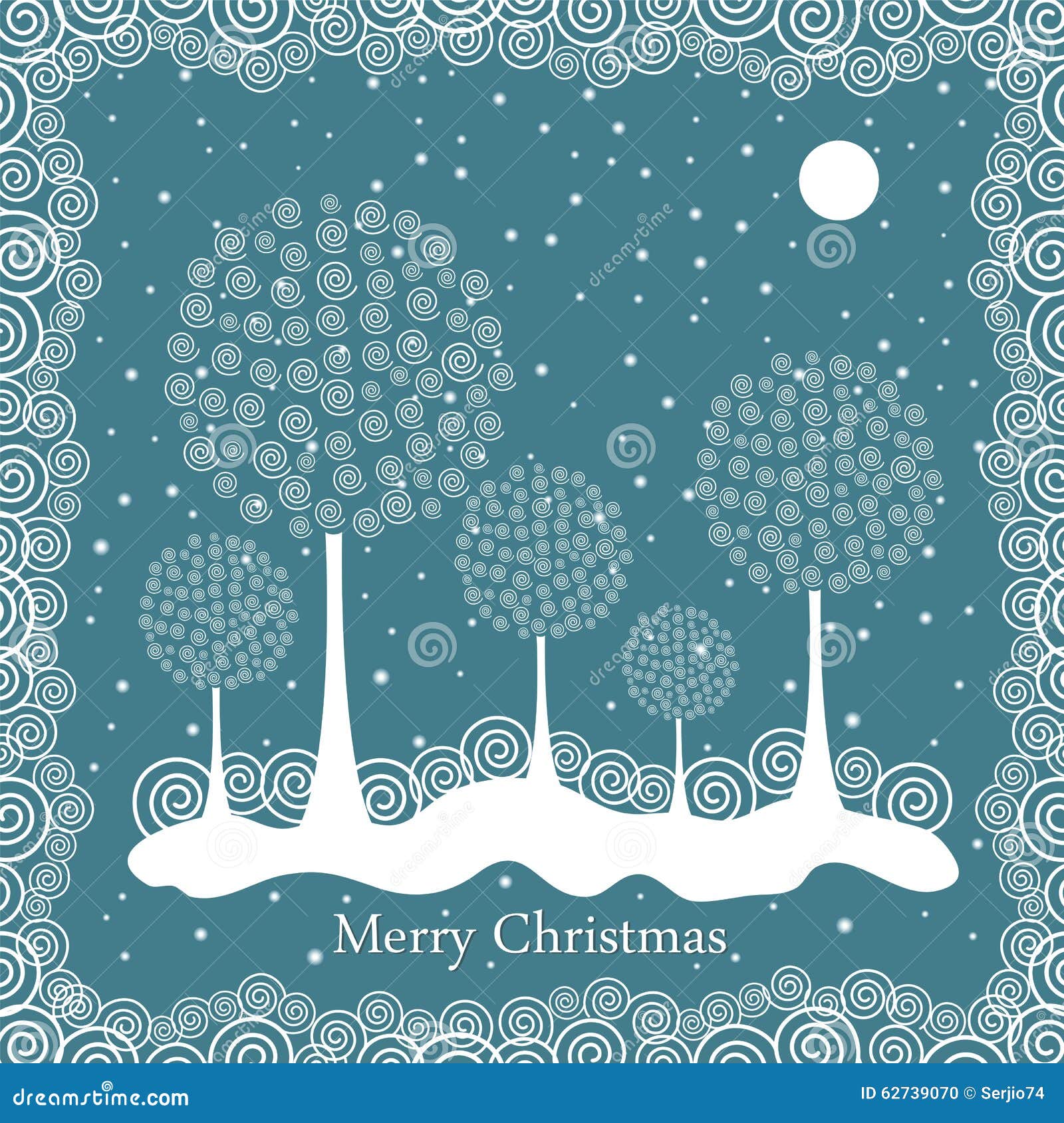 Winter Trees on Christmas Postcard Background. Stock Vector ...