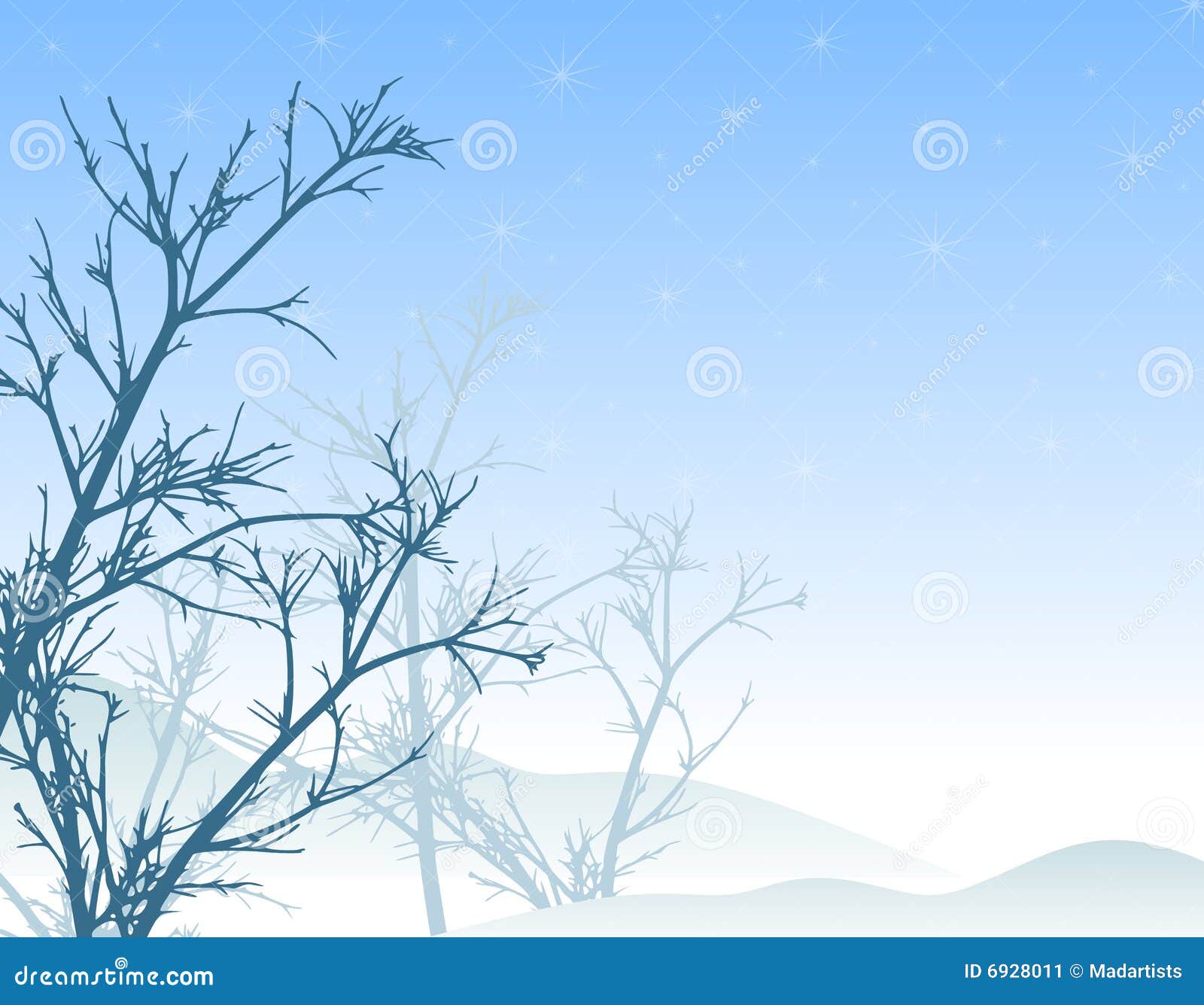 Winter Trees Snow Scene stock illustration. Illustration of branch ...