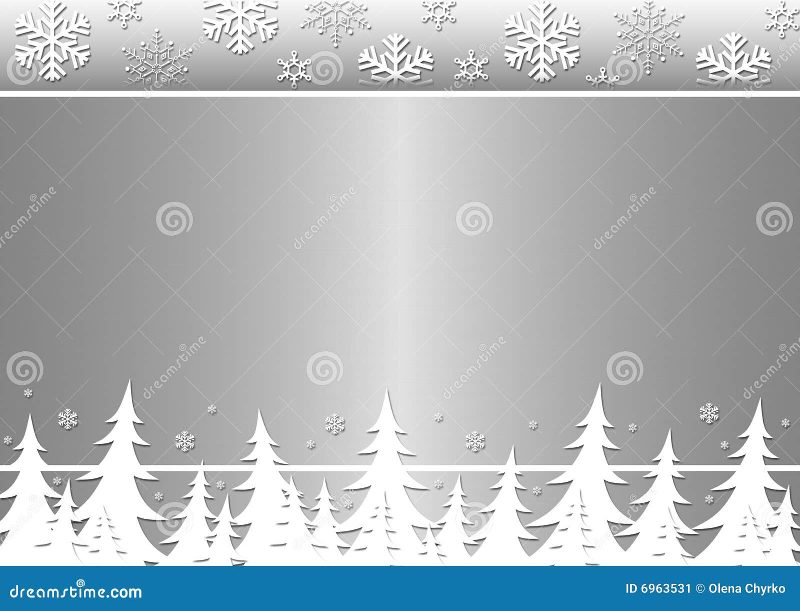 Winter Trees, Snowflakes on a Silver Background. Stock Illustration ...
