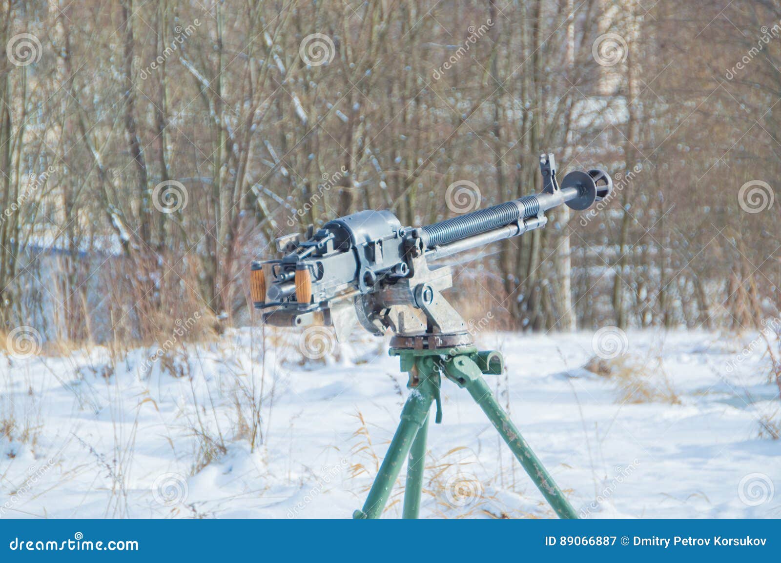 In the Winter on the Tripod Russian Heavy Machine Gun. Stock Image ...