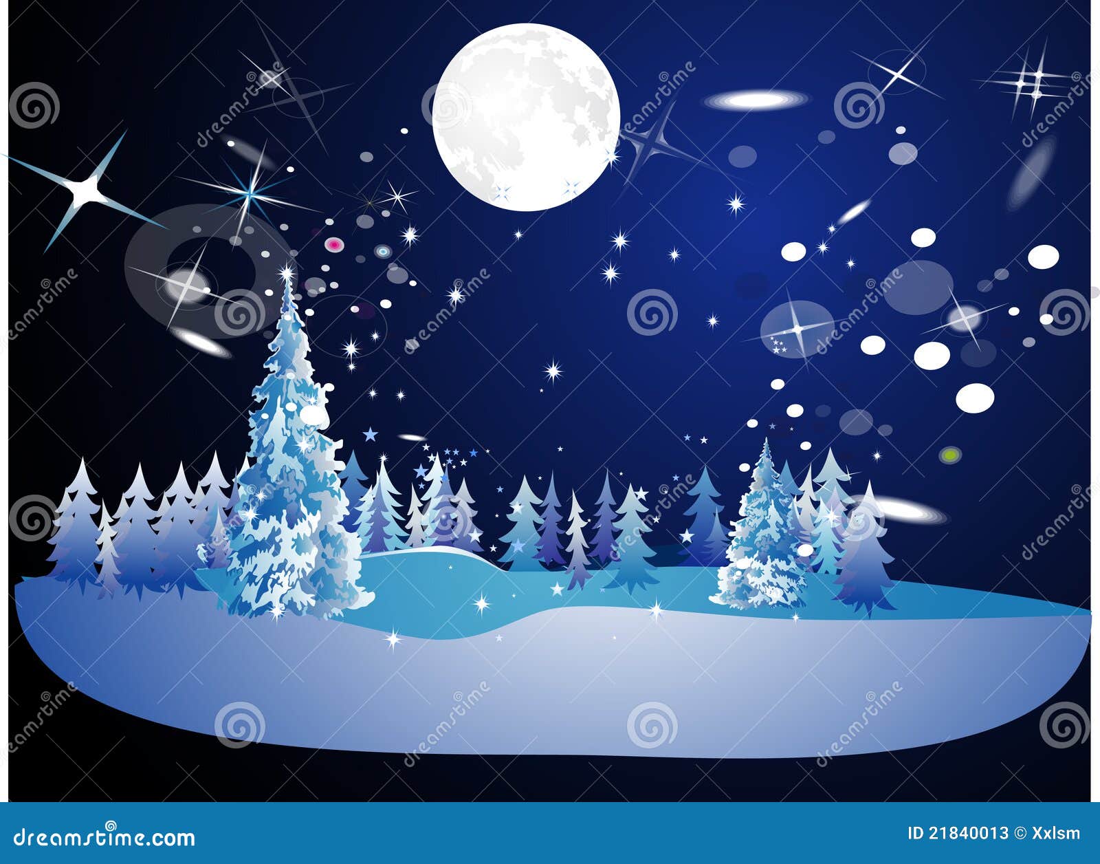 Winter under moon stock vector. Illustration of frozen - 21840013