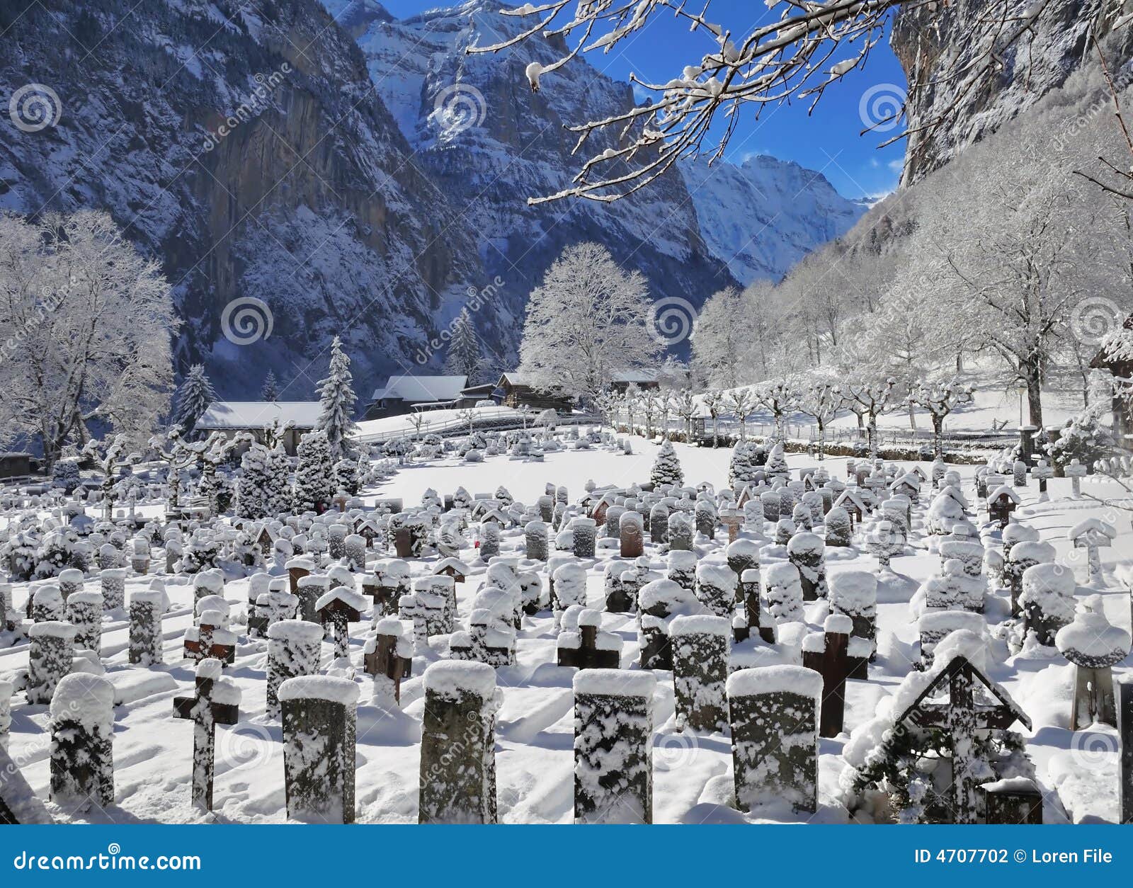 Winter Valley Village stock photo. Image of switzerland - 4707702