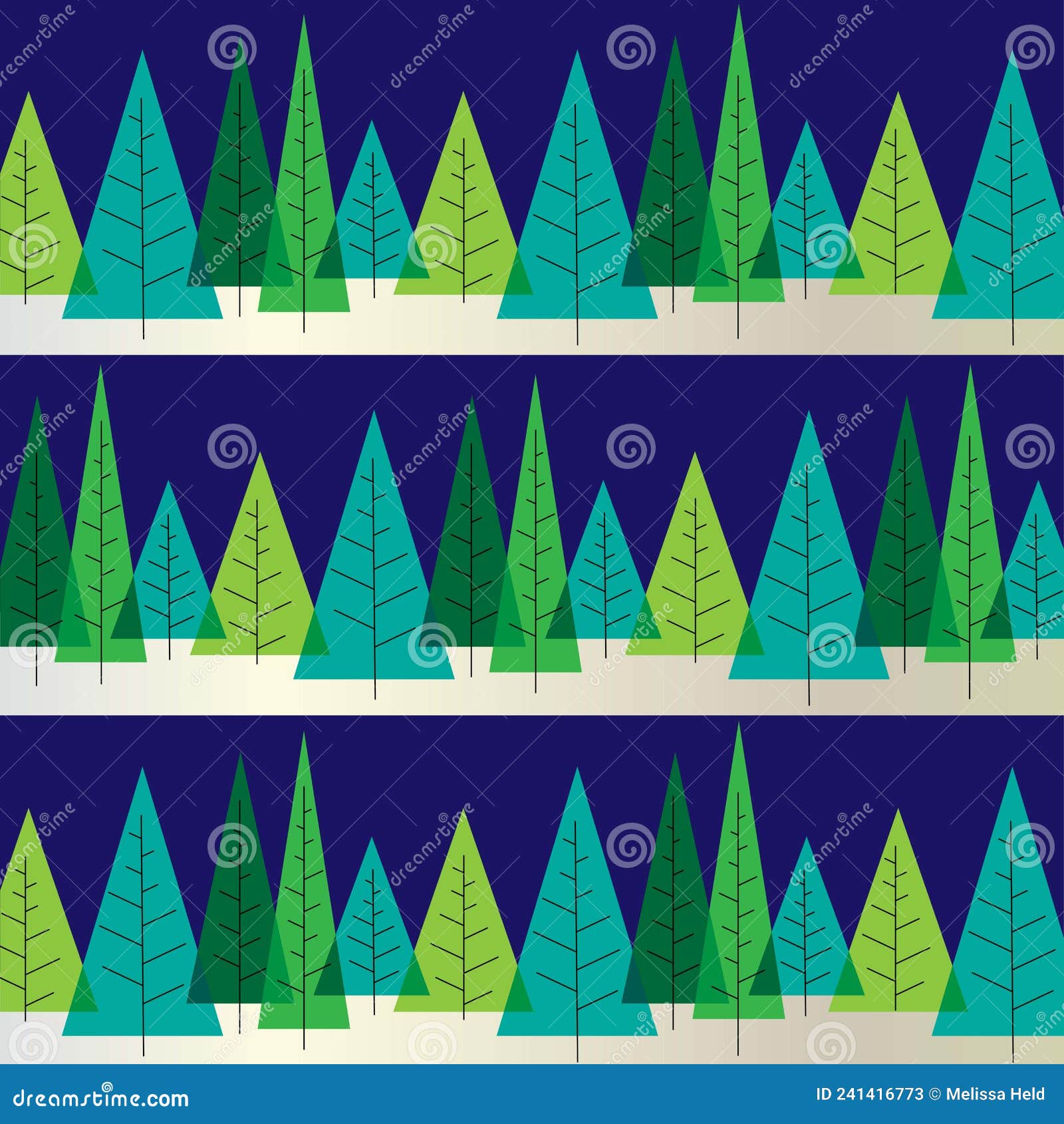 Winter Vector Stripe with Overlapping Christmas Trees Stock Vector ...