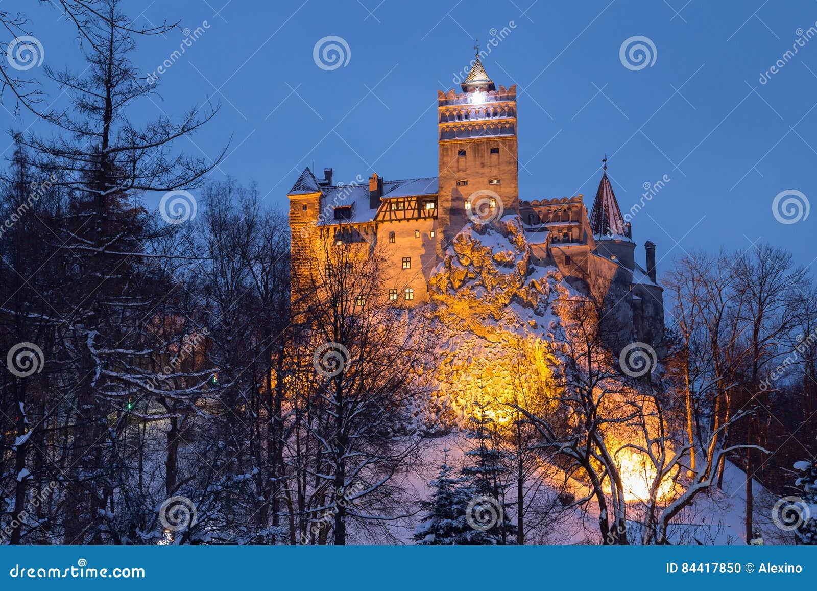 Winter View of Bran Castle, Stock Photo - Image of tower, evening: 84417850