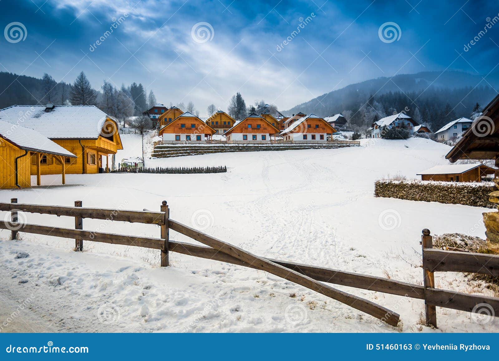 Winter View of Farm on Mountain at Austrian Town Stock Image - Image of ...