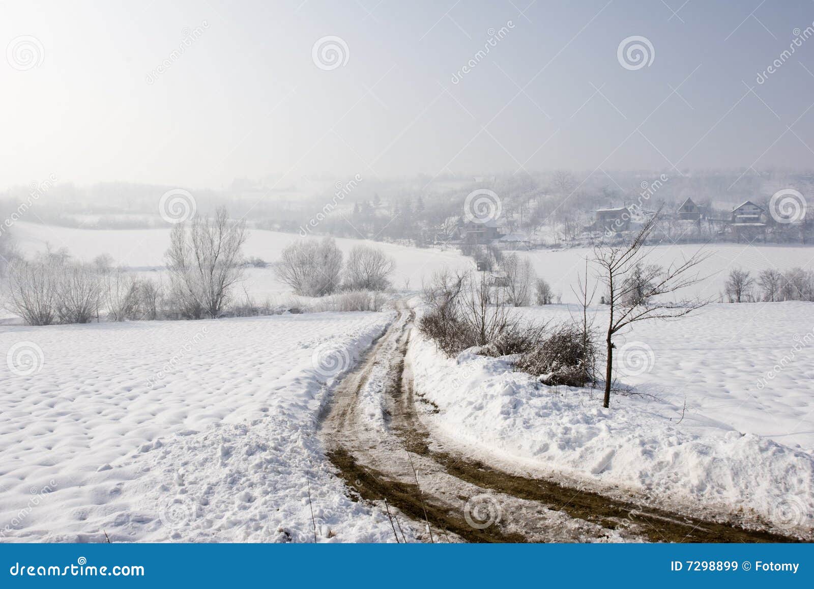 Winter View of Farm Track in the Snow Stock Image - Image of chill ...