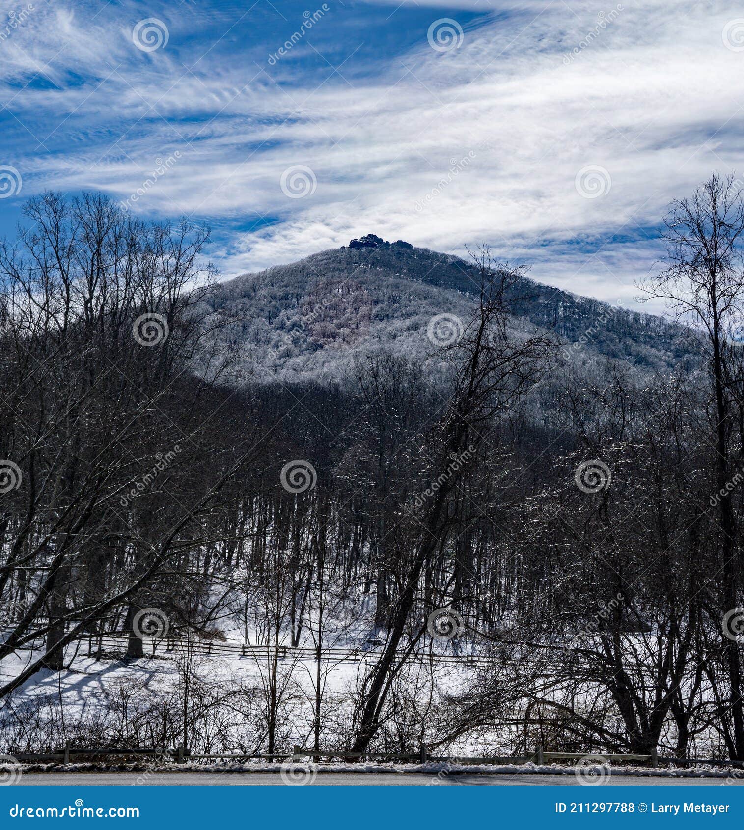 A Winter View of Sharp Top Mountain Stock Photo - Image of lake ...