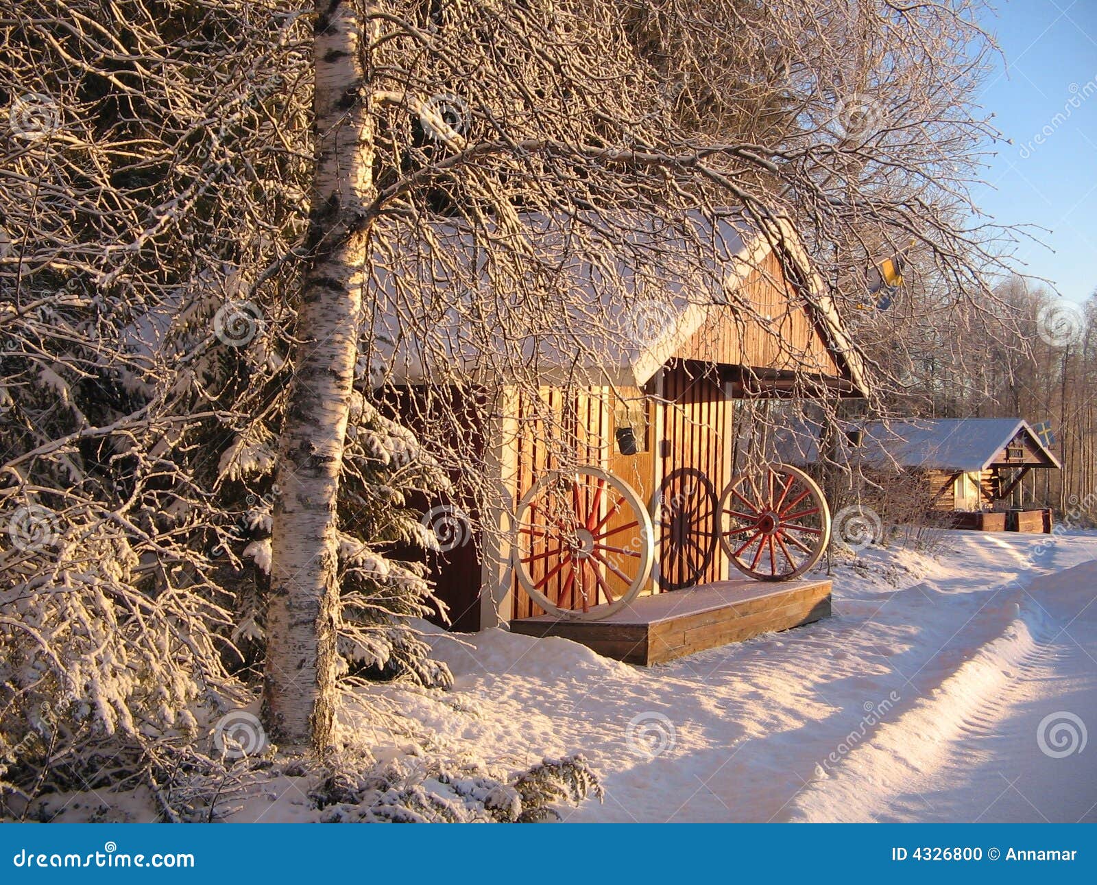 Winter View with Small House Stock Photo - Image of snow, cold: 4326800