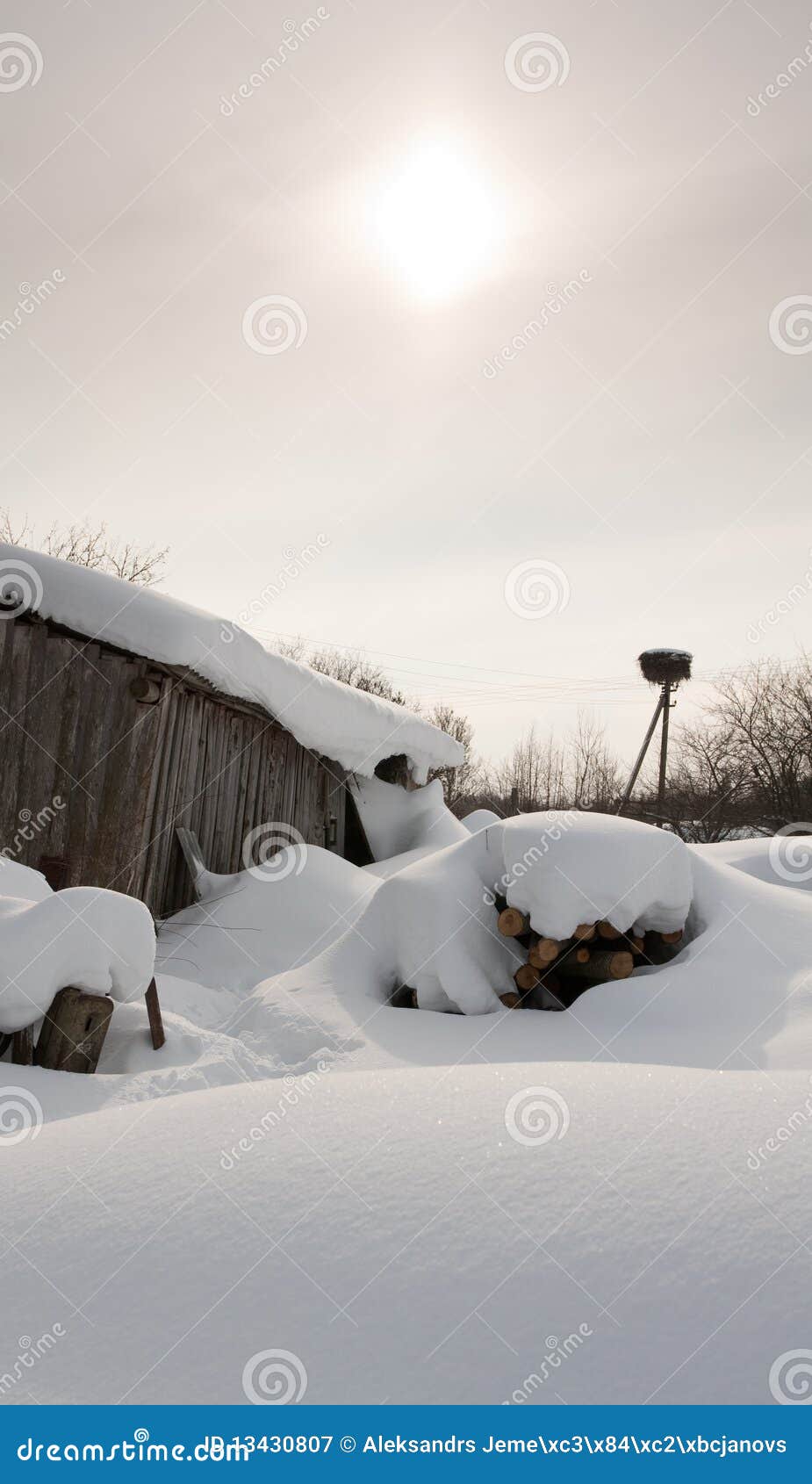 Winter view with snowbank stock image. Image of winter - 13430807