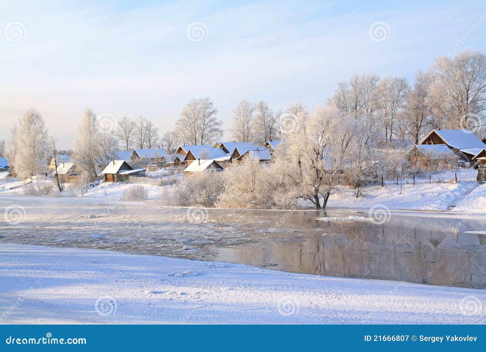 Winter village stock image. Image of frozen, roof, real - 21666807