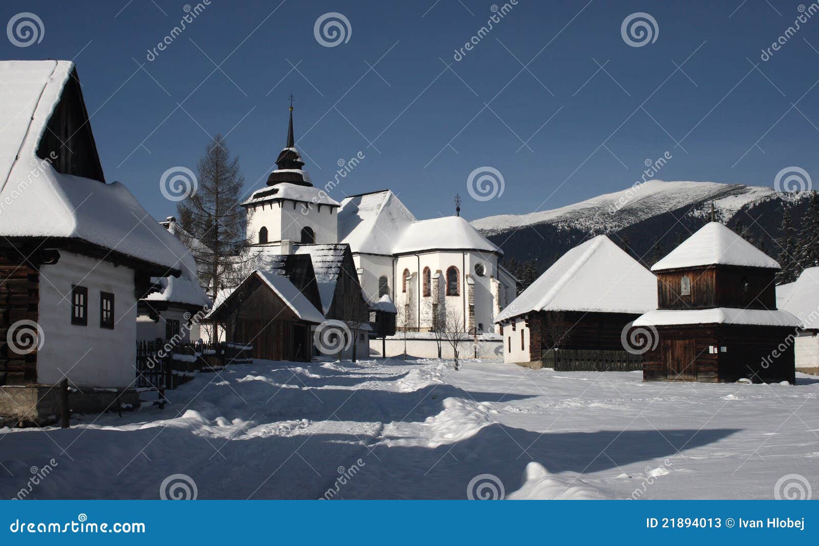 Winter in the village stock image. Image of village, folk - 21894013