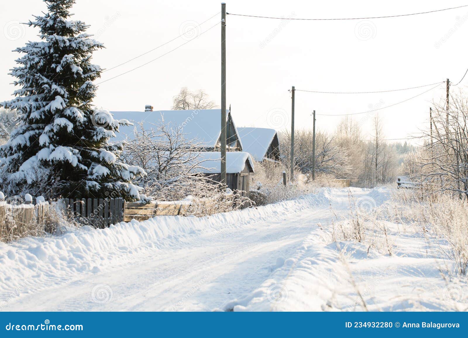 Winter village landscape stock photo. Image of weather - 234932280