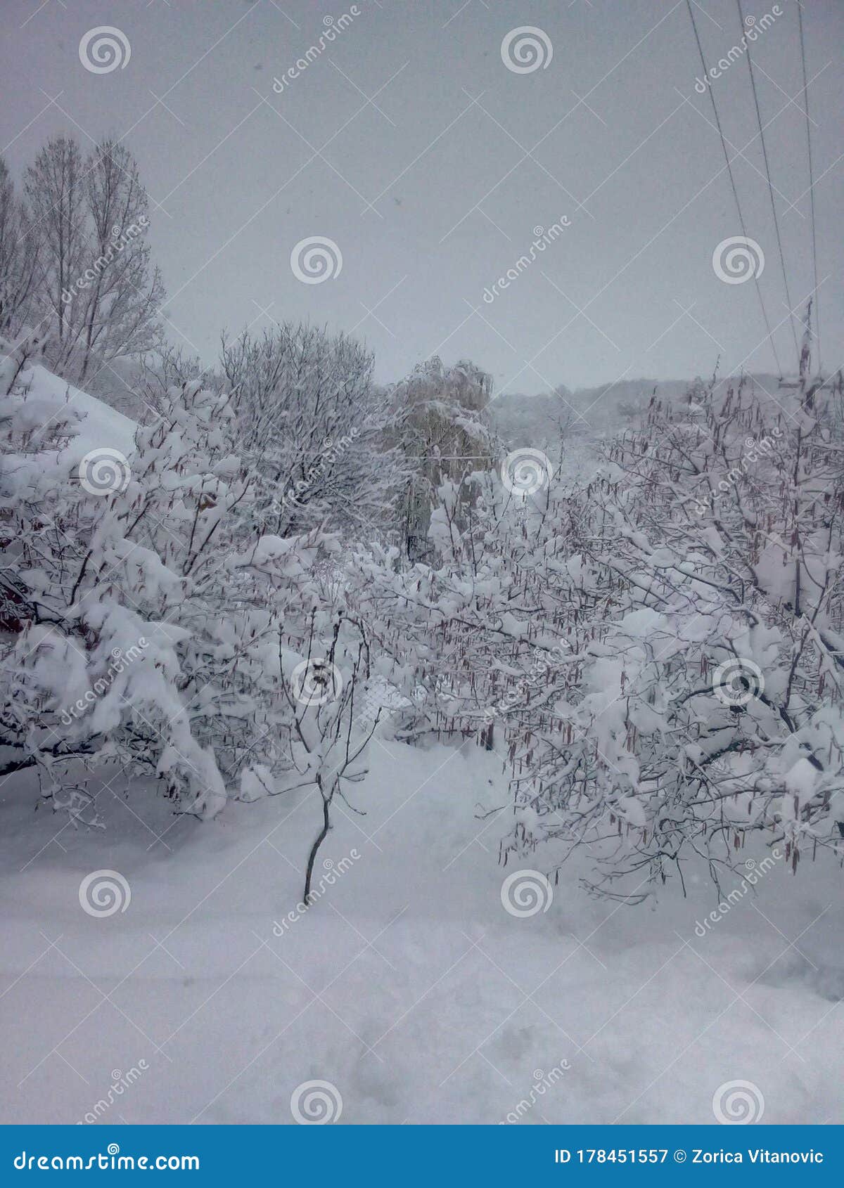Winter in village in march stock image. Image of snow - 178451557