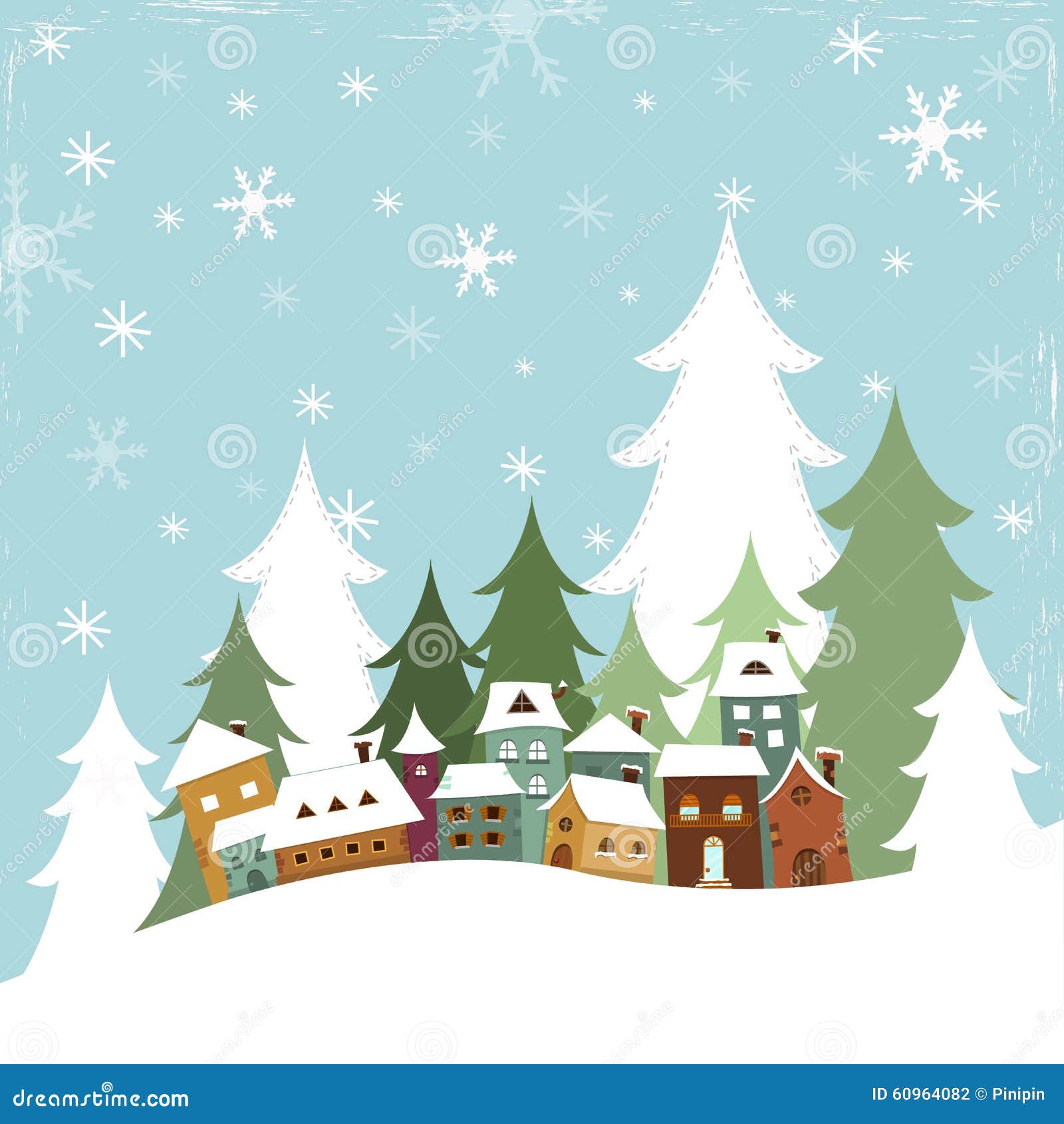 Winter Village stock vector. Illustration of outdoors - 60964082