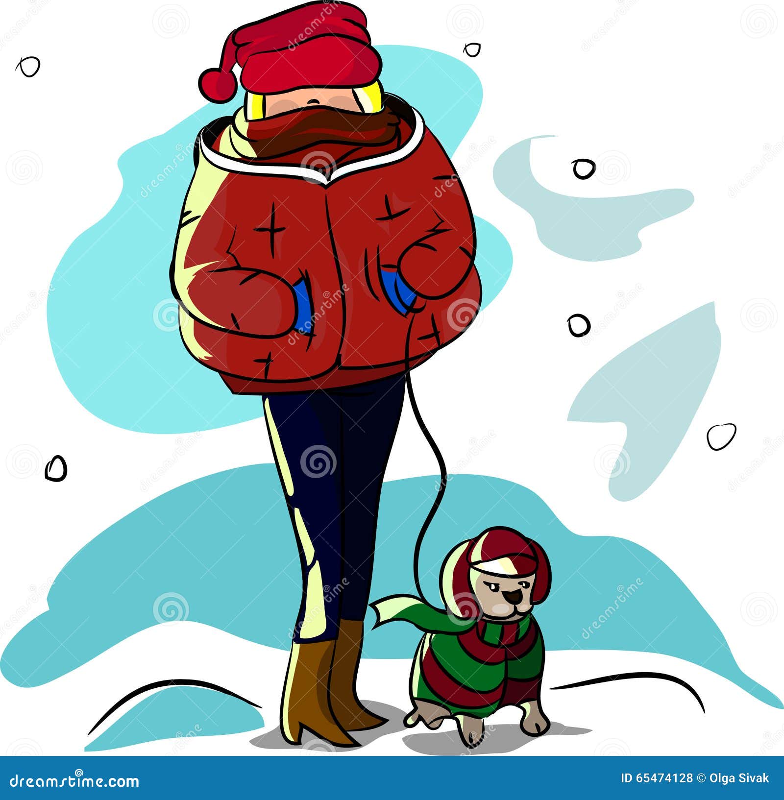 Winter walk stock vector. Illustration of coldness, cartoon - 65474128