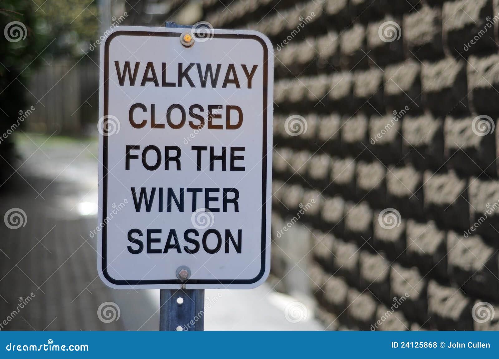 Winter Walkway Closed Sign stock photo. Image of danger - 24125868