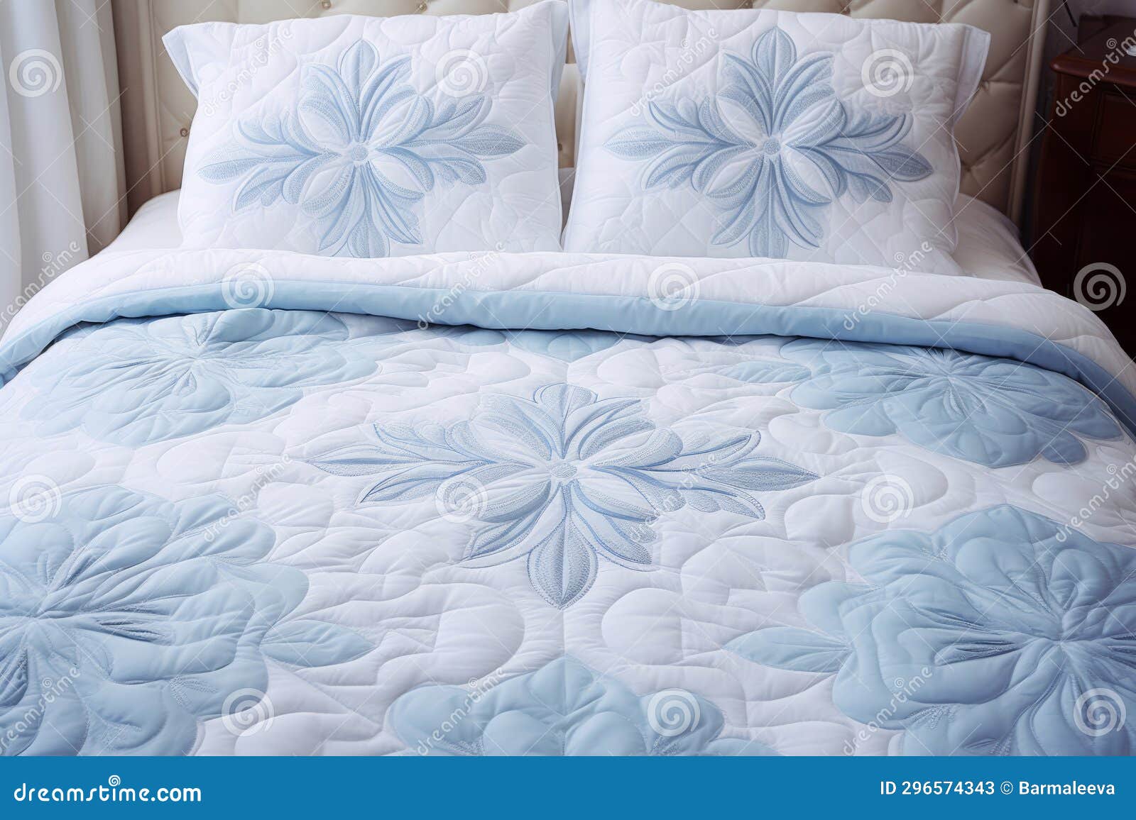 Winter Warm Quilt. Bedding with a Snowflake Design Stock Image - Image ...
