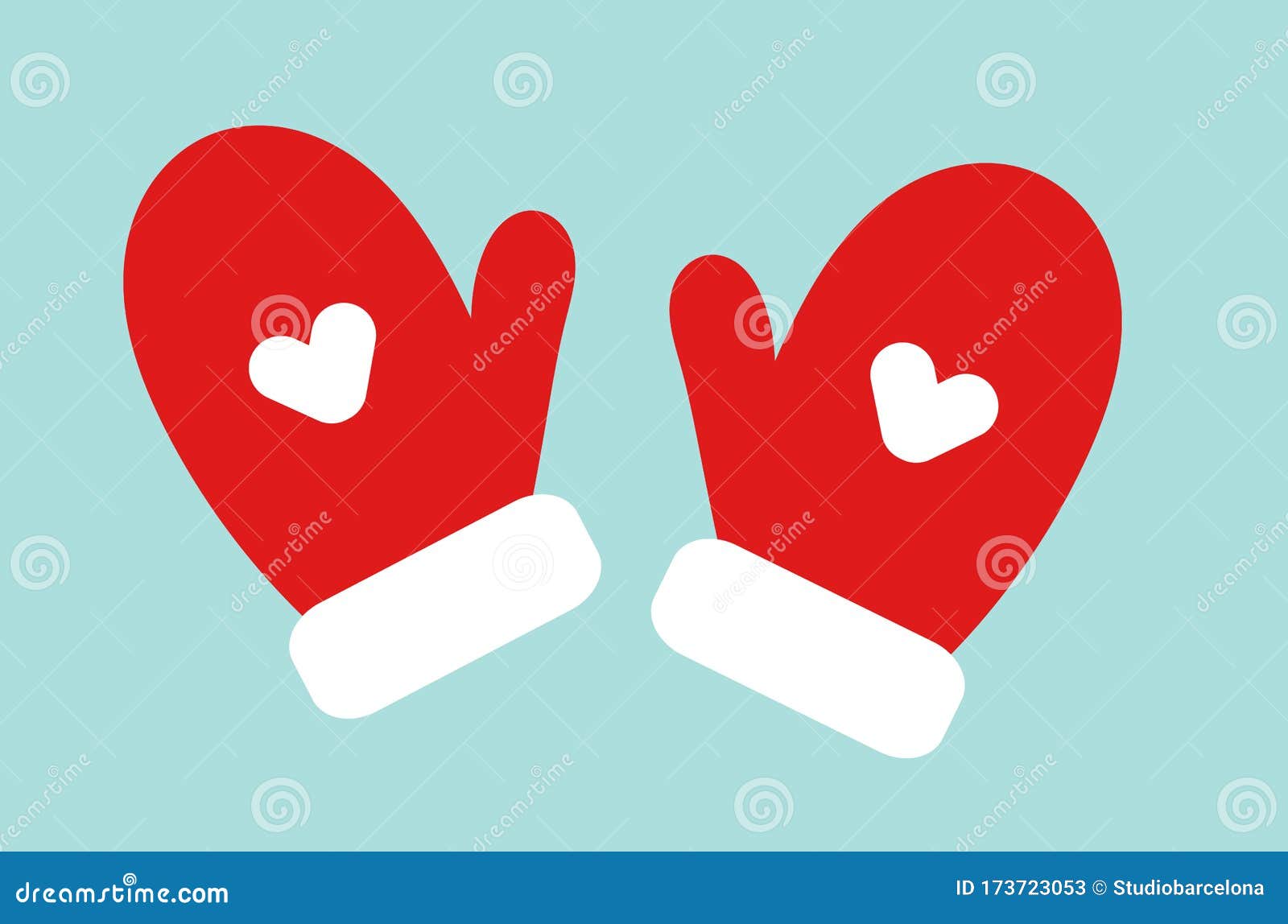 Winter warm red mittens stock vector. Illustration of xmas - 173723053