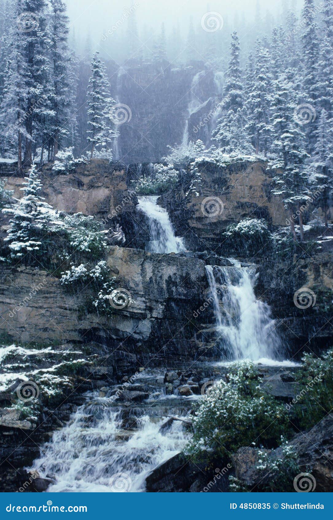 Winter waterfall stock image. Image of hills, falling - 4850835