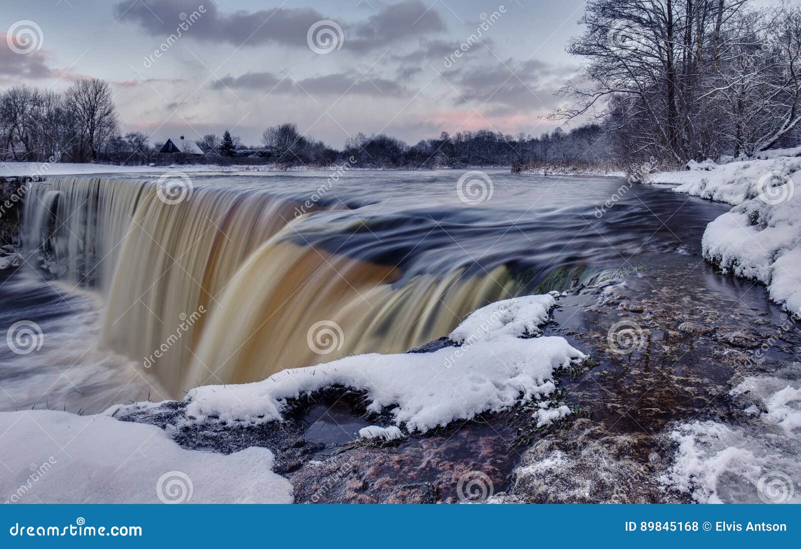 Winter Waterfall in Estonia. Jagala Juga. Stock Photo - Image of stream ...