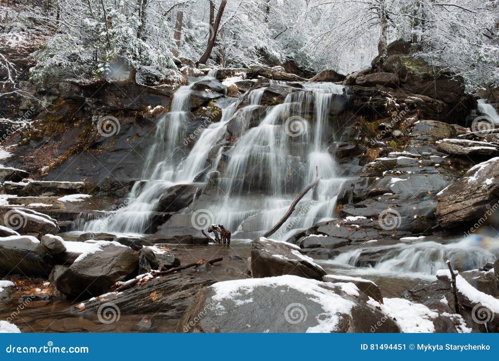 Winter Waterfall in Kaaterskill Falls Catskills Mountains of New York ...