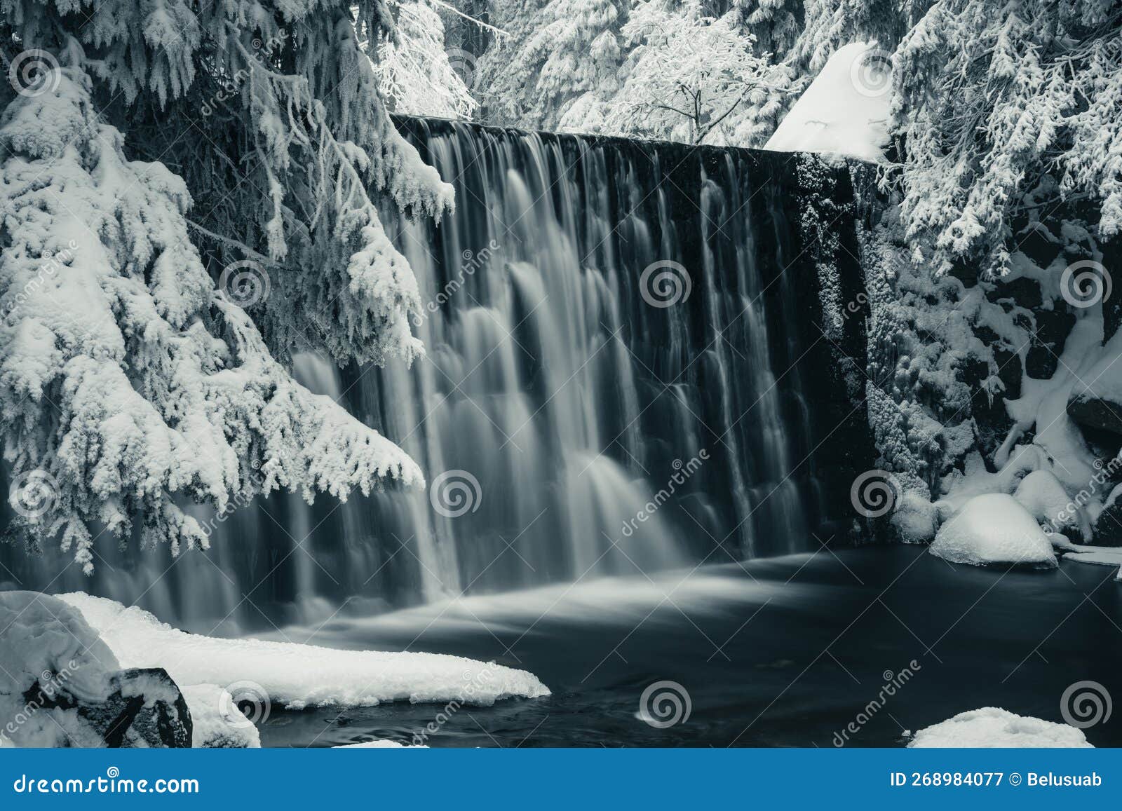 Winter Waterfall in Mountains Stock Image - Image of beautiful, outdoor ...