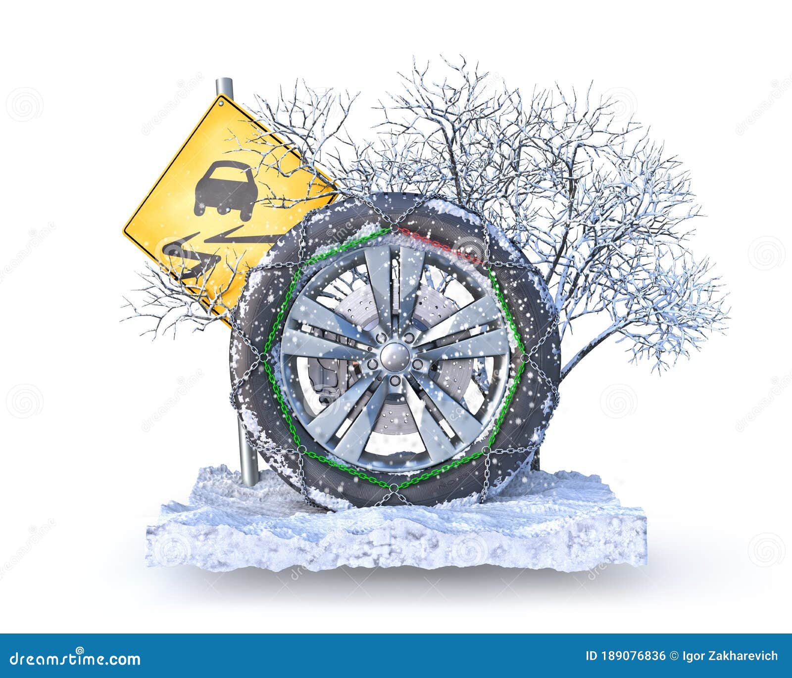 Winter Wheel on the Piece of Snowy Ground Stock Illustration ...