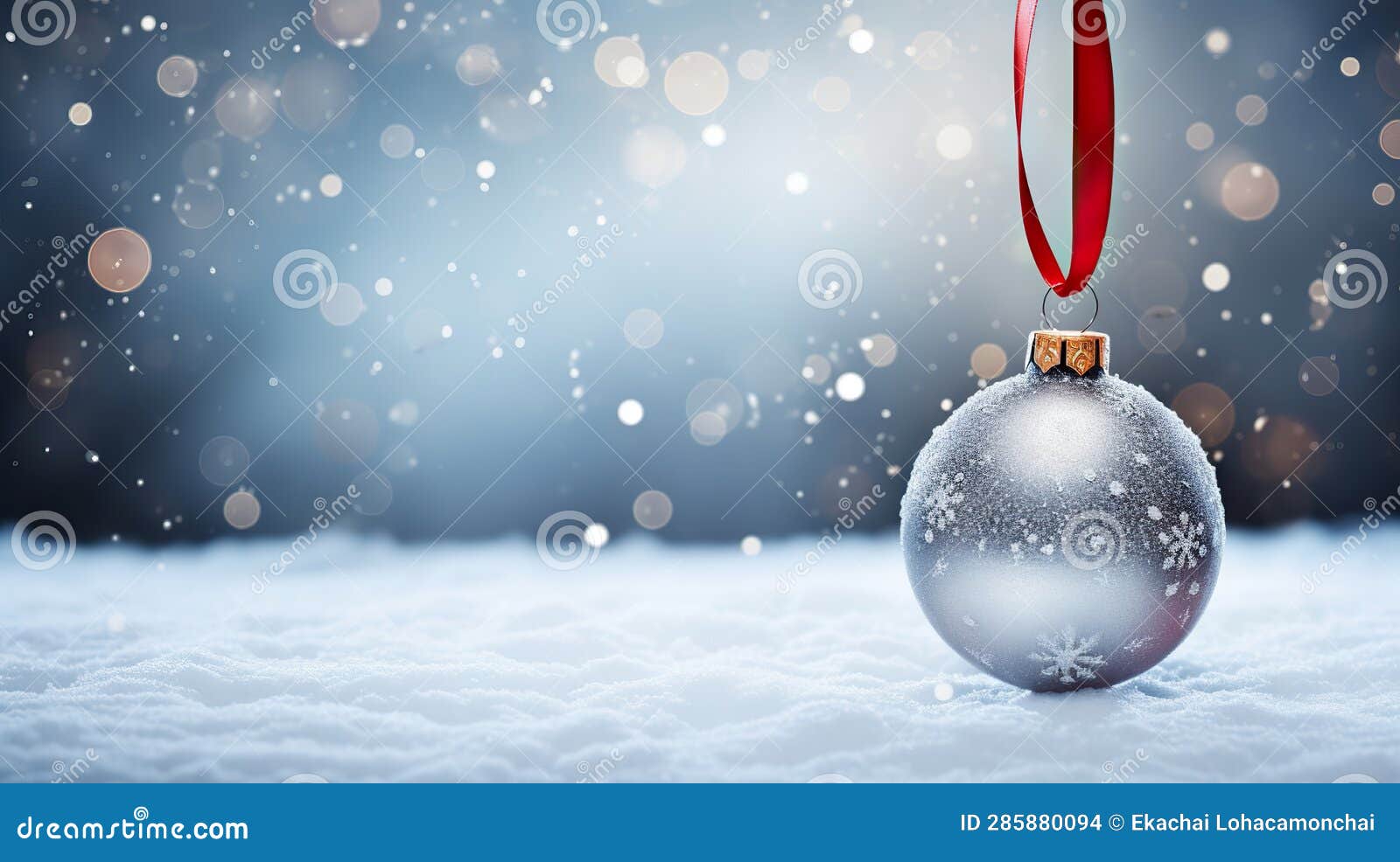 Winter Whispers Empty Christmas Bauble Over Winter Snowy Background ...