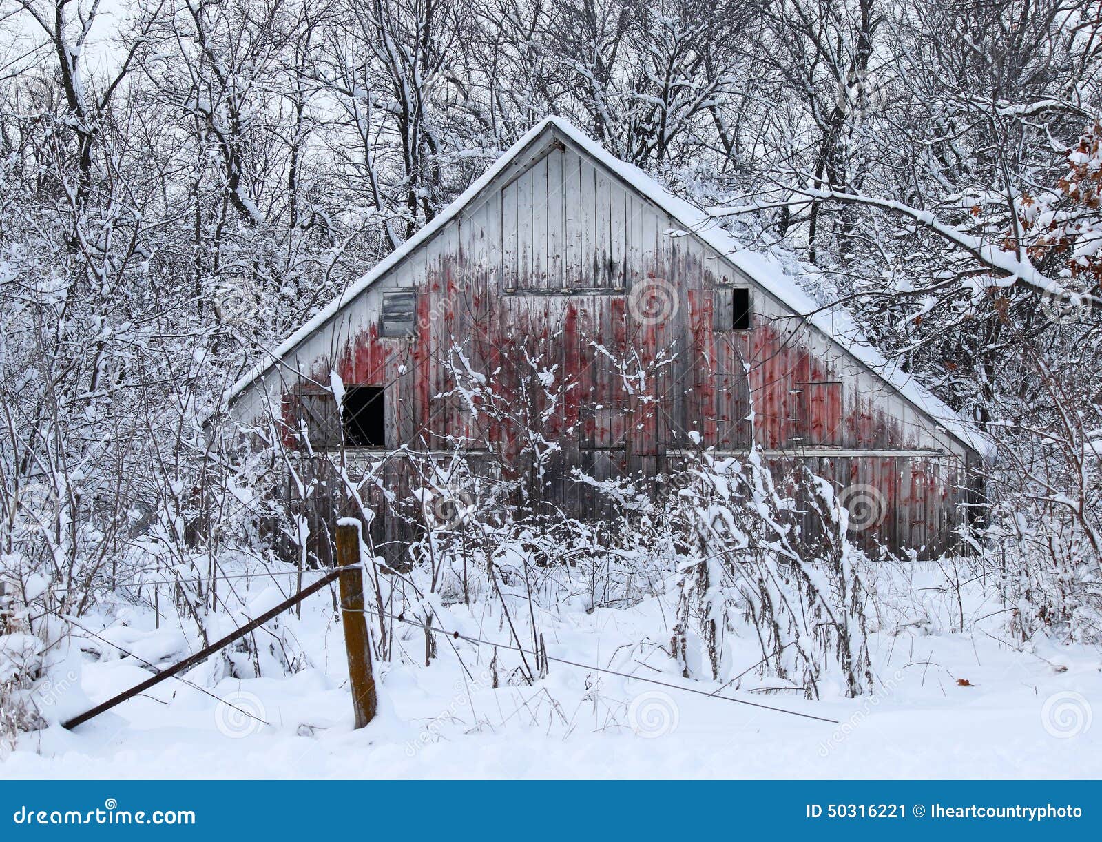 Winter White Barn stock image. Image of farm, rural, snow - 50316221