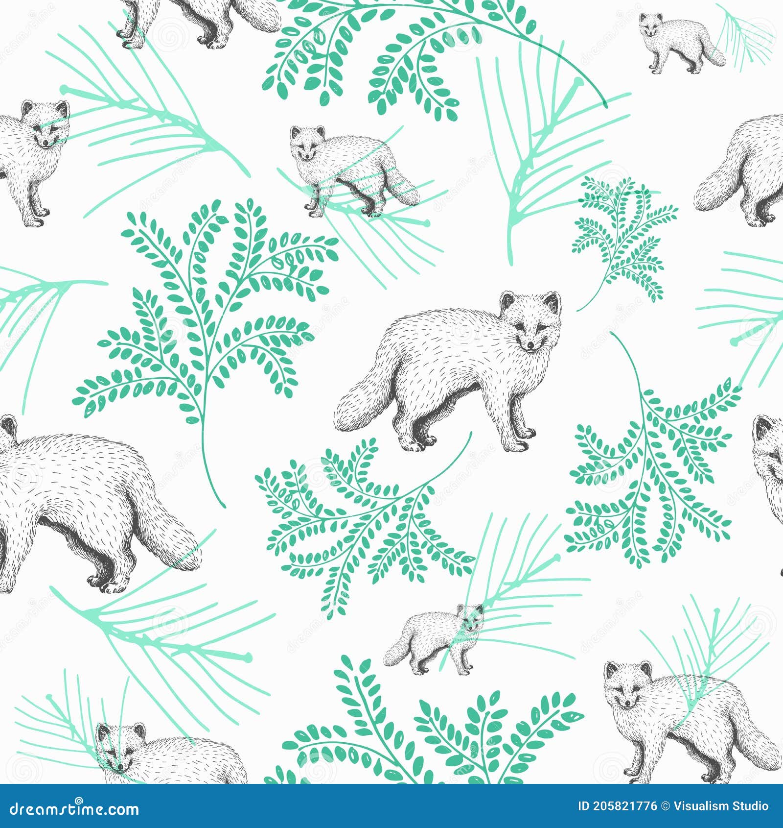 Winter White Pattern Elegant Overlay with Bear and Green Tree and Red ...