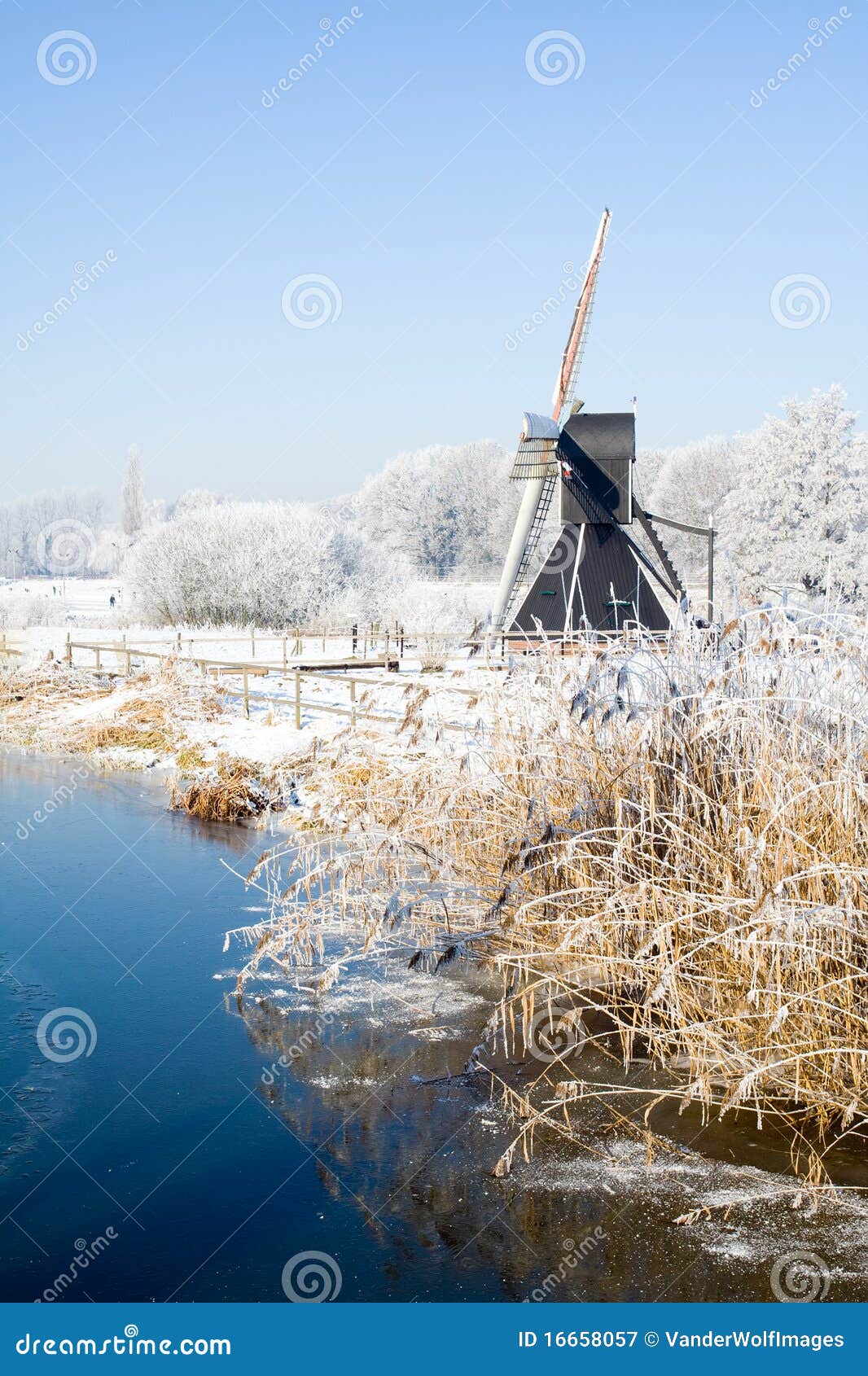 Winter windmill stock image. Image of netherlands, freeze - 16658057