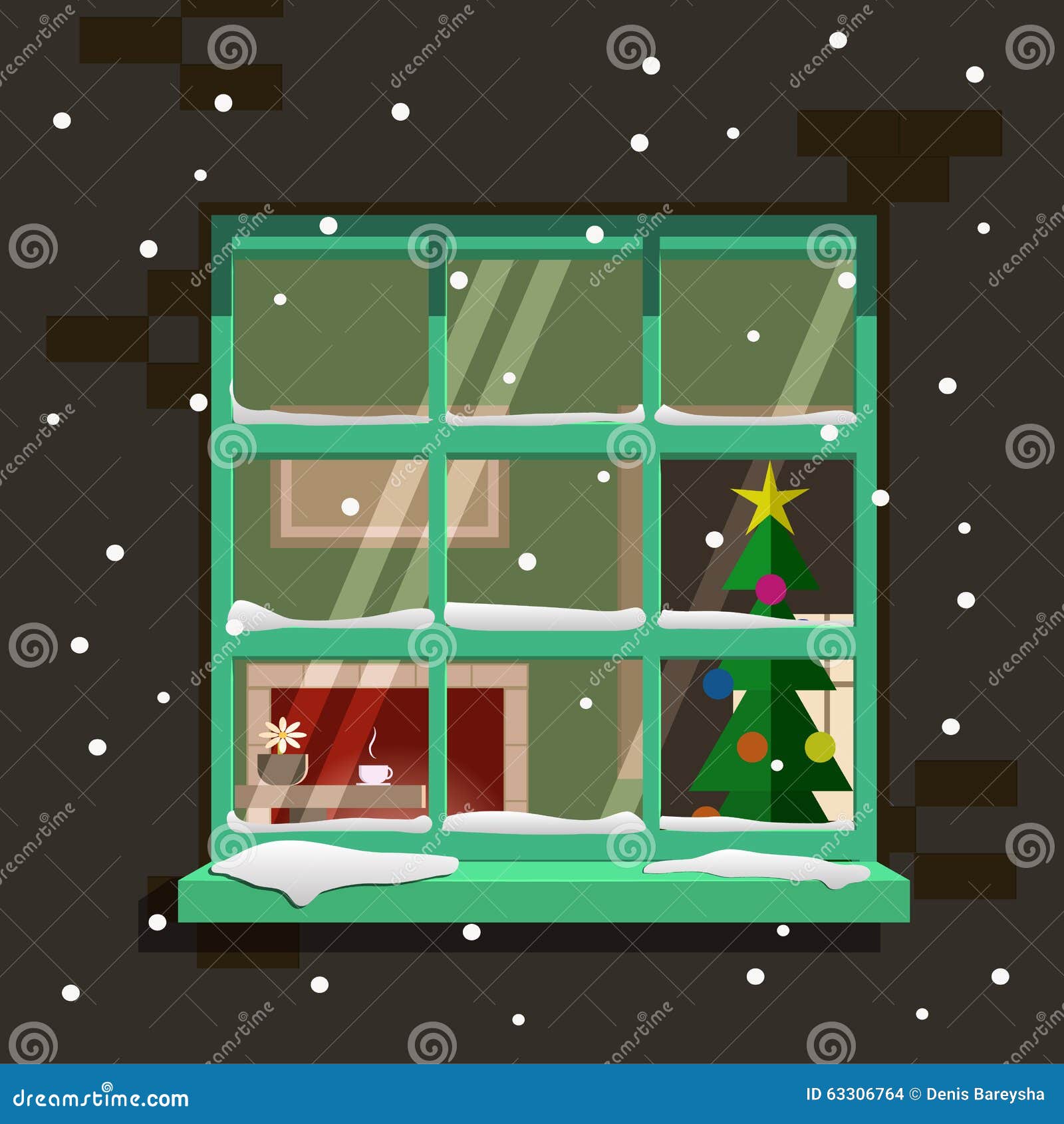 Winter Window. Vector Illustration Stock Vector - Illustration of ...