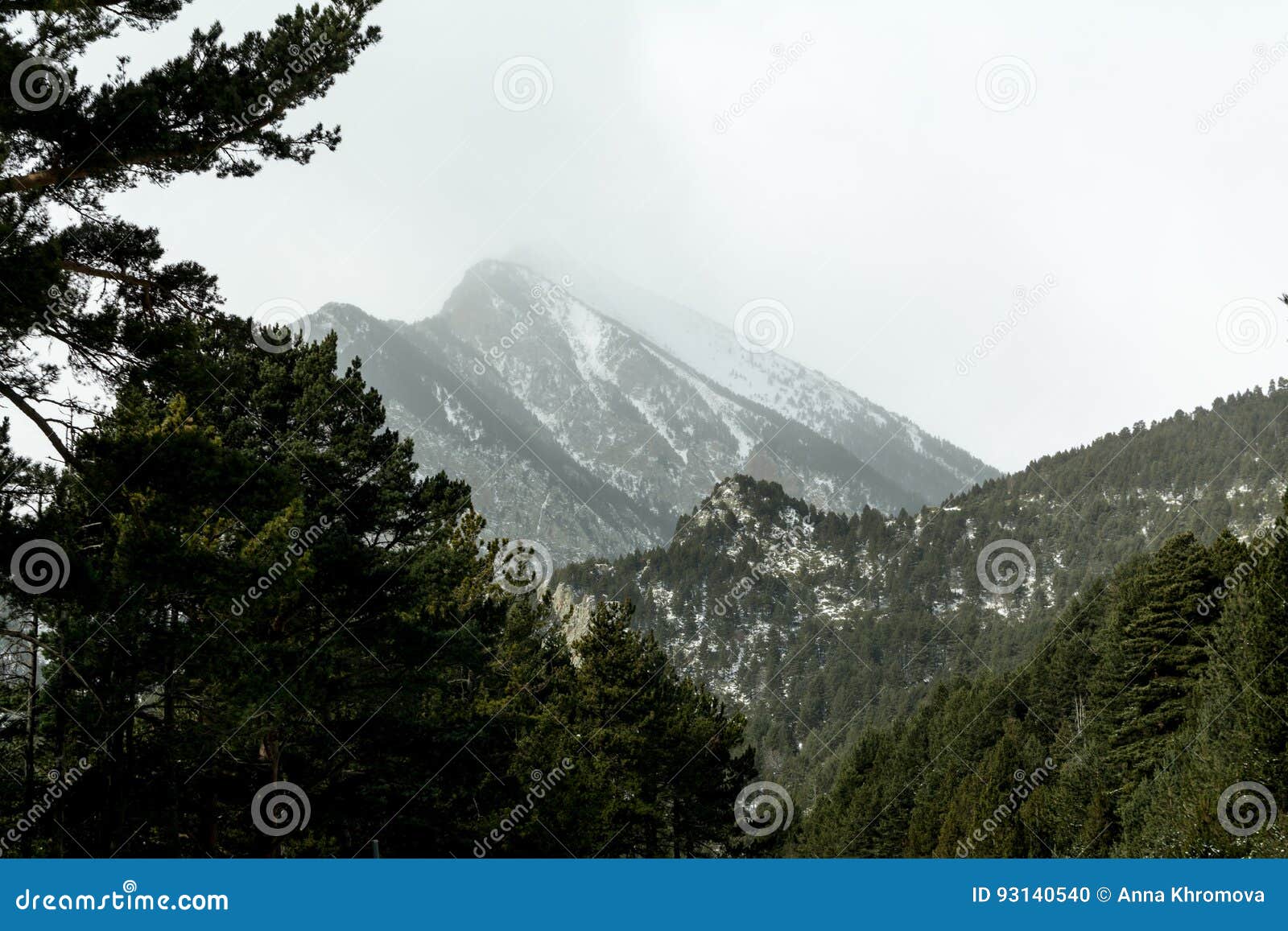 Winter in Winter Pyrenees Mountains. Blizzard and Snow-covered Mountain ...