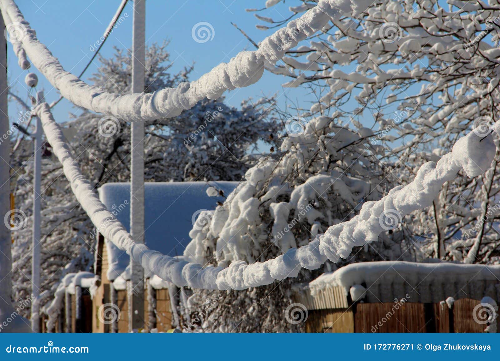 Winter Wires. Snow-covered Power Grids Stock Image - Image of disaster ...