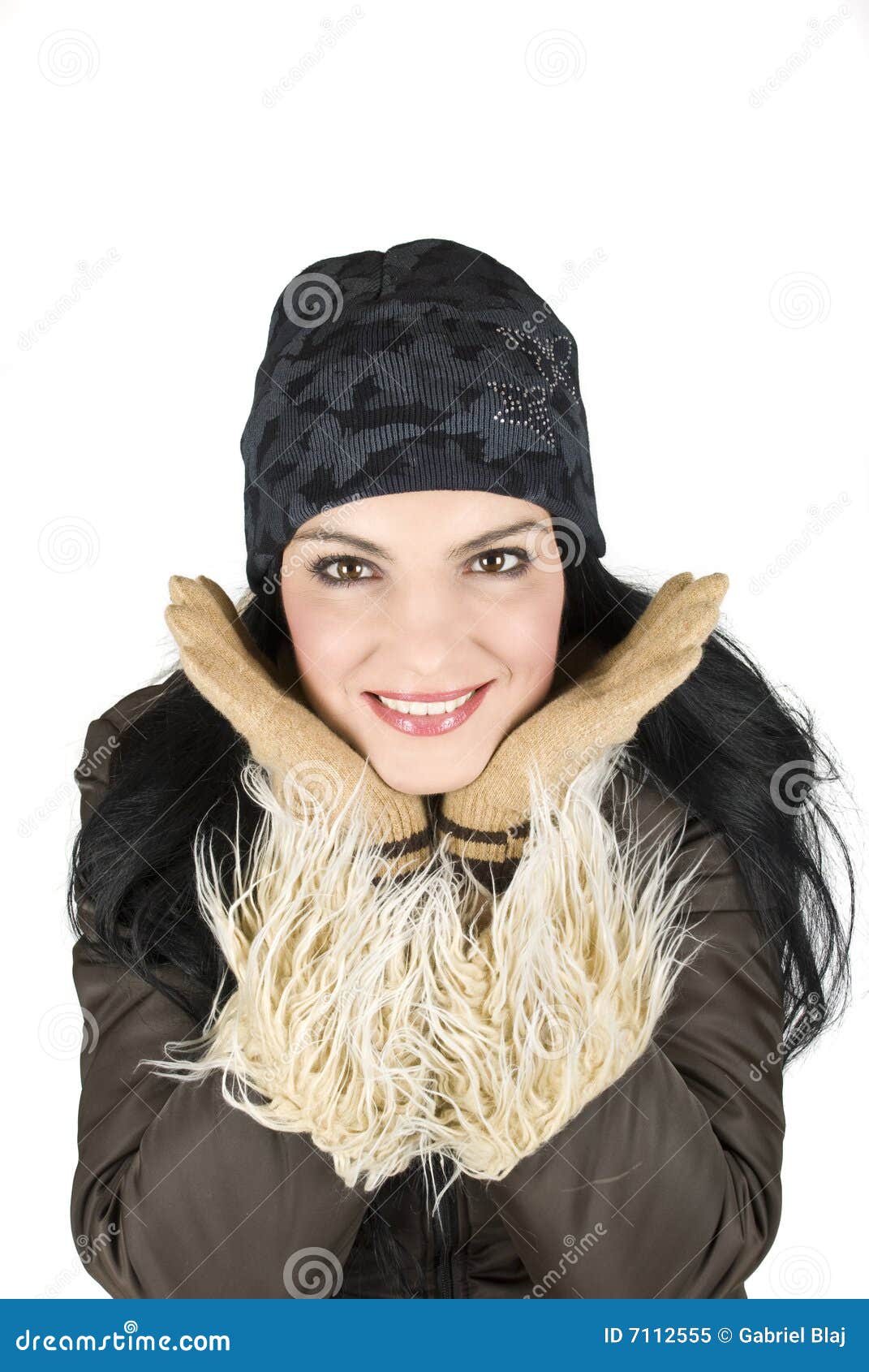 Winter Woman with Large Smile Stock Image - Image of human, female: 7112555