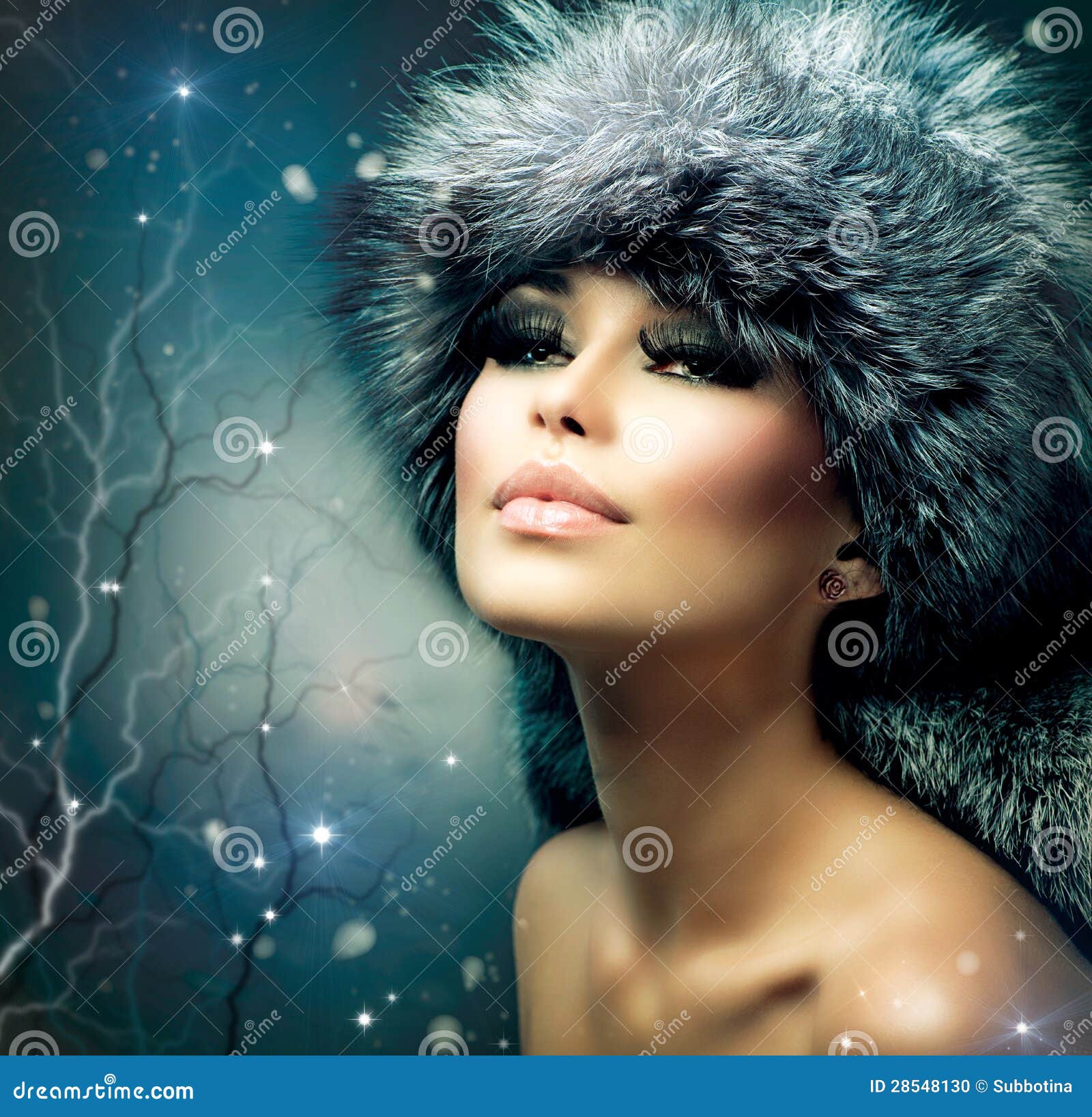 Winter Woman Portrait stock photo. Image of background - 28548130