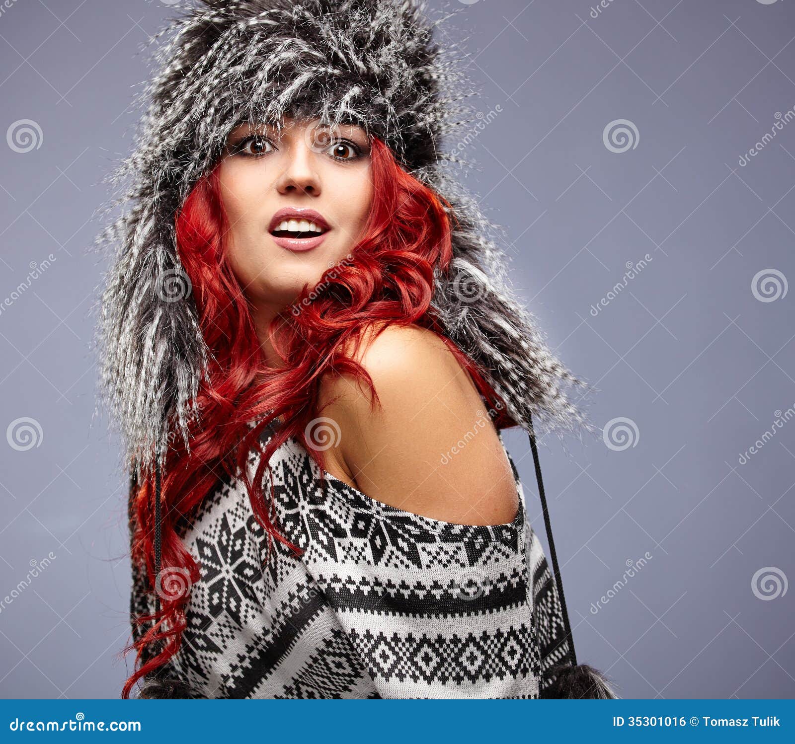 Winter woman portrait stock photo. Image of glamour, animal - 35301016