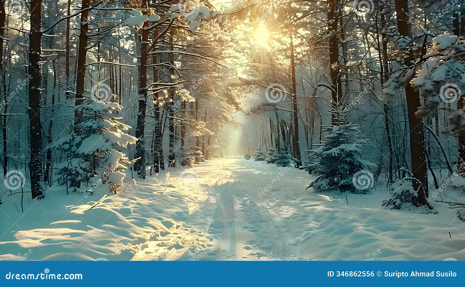 Winter Wonderland Forest Path Illustration Stock Illustration ...