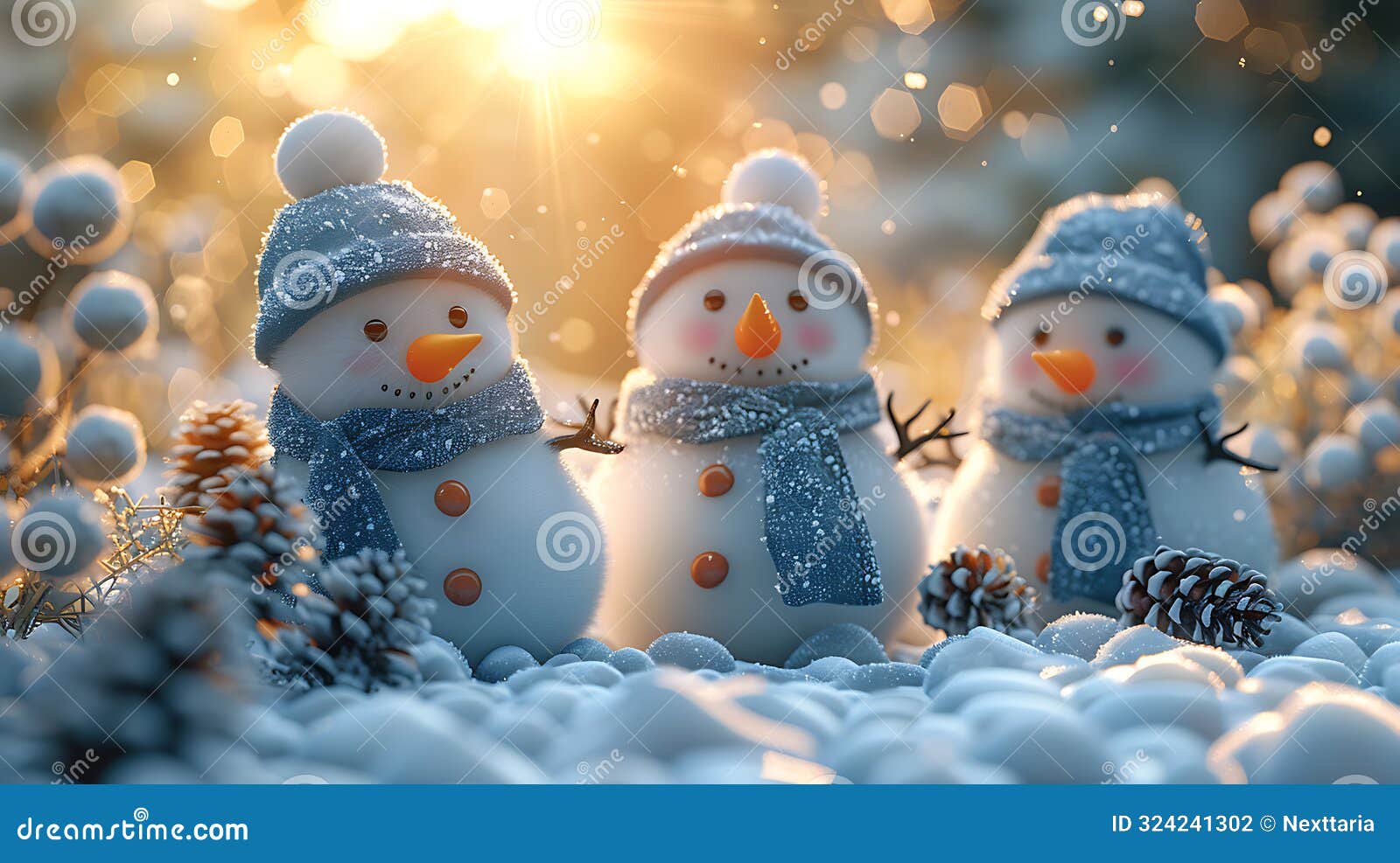 Winter Wonderland Scene with Building Snowmen Stock Illustration ...