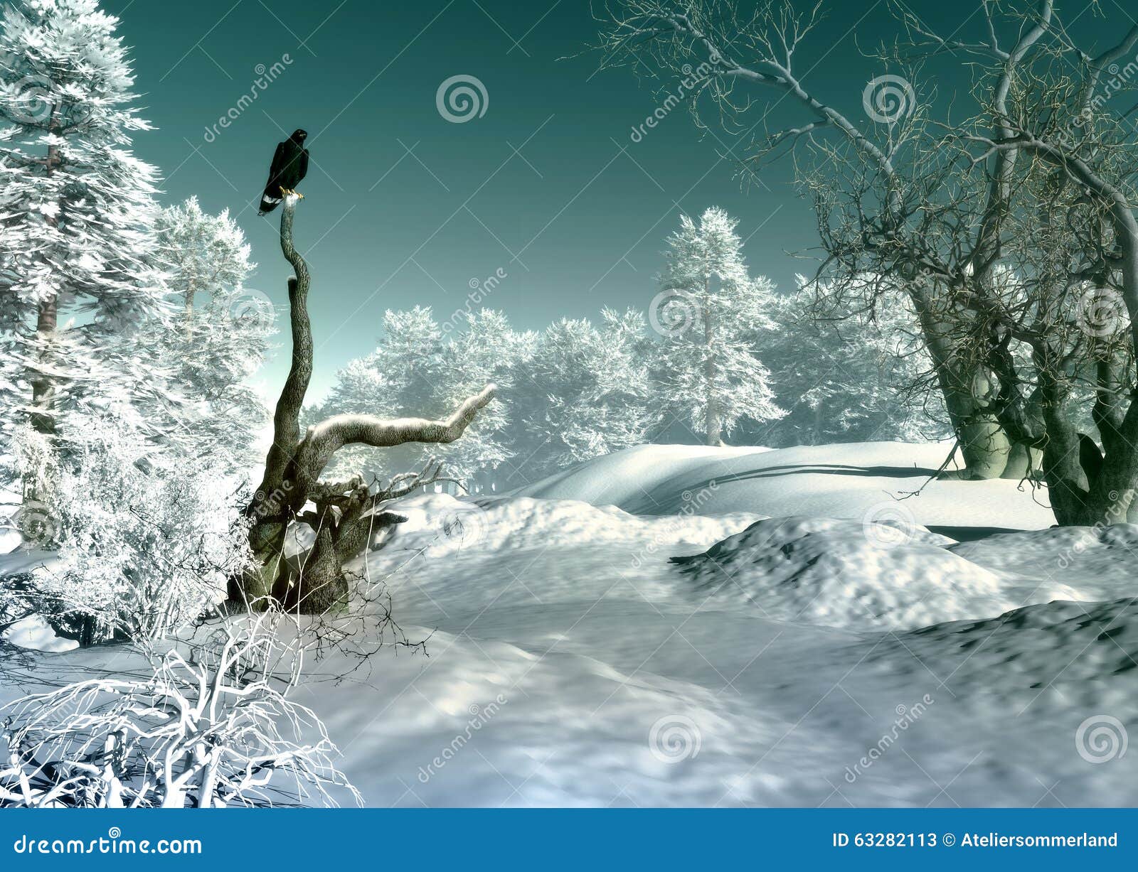 Winter Wonderland SCene, 3d CG Stock Illustration - Illustration of ...