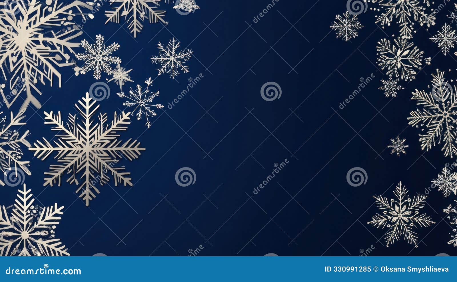 Winter Wonderland: Snowflakes Border on Blue Background Stock Image ...
