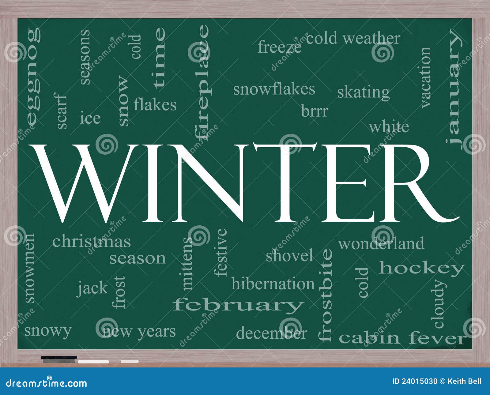 Winter Word Cloud Concept on a Blackboard Stock Illustration ...