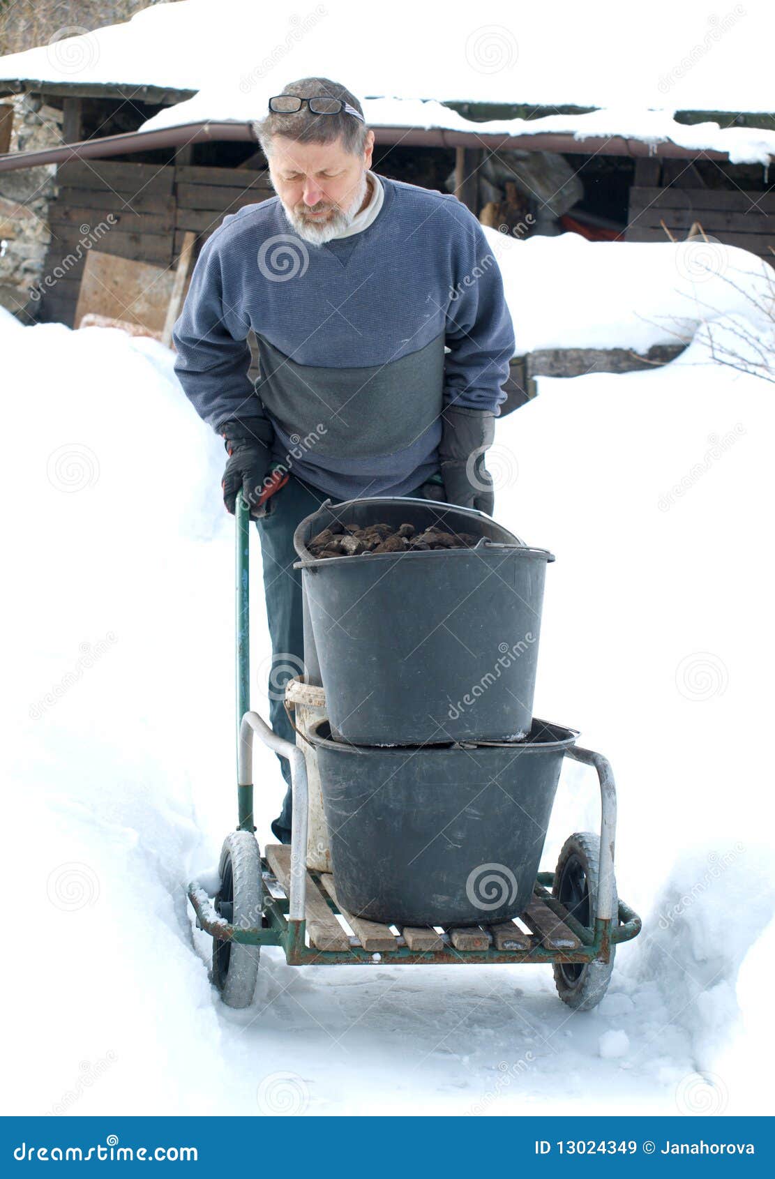 Winter work stock image. Image of heat, buckets, christmas - 13024349