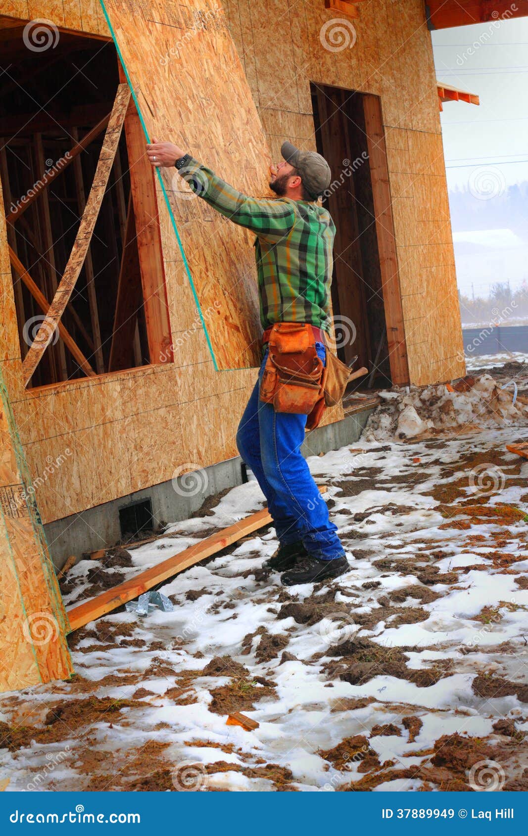 Winter Work stock image. Image of cold, house, lifting - 37889949