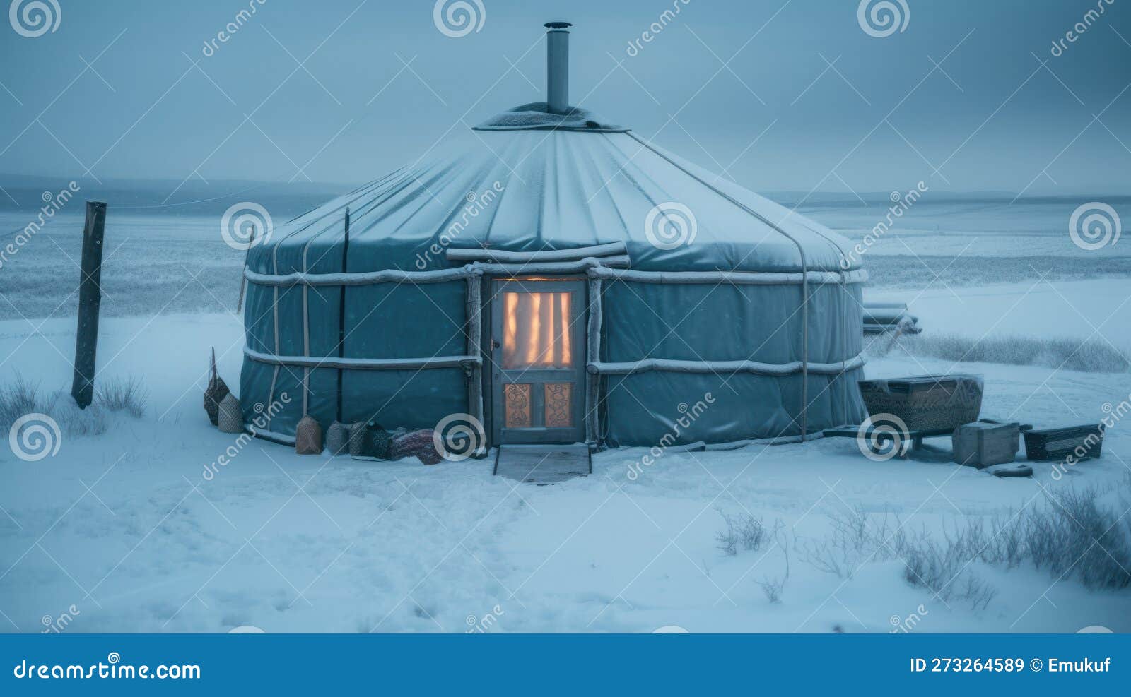 Yurt In Tundra. Winter Landscape. Dwelling Of Northern Nomadic Peoples ...