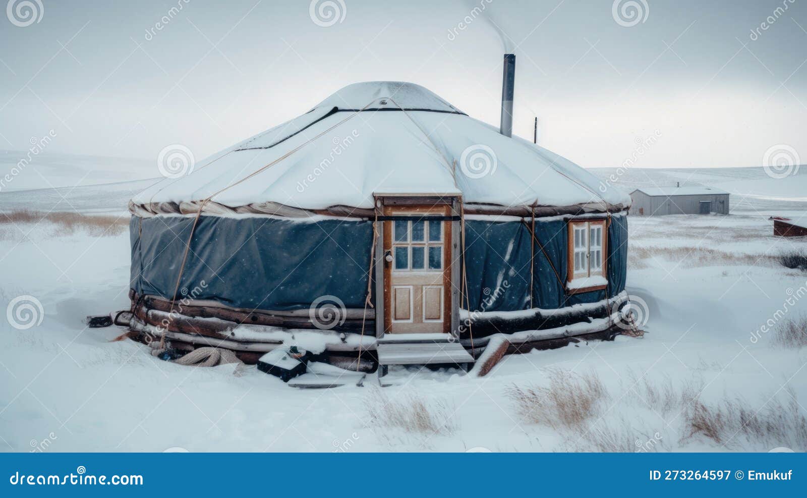 Yurt In Tundra. Winter Landscape. Dwelling Of Northern Nomadic Peoples ...