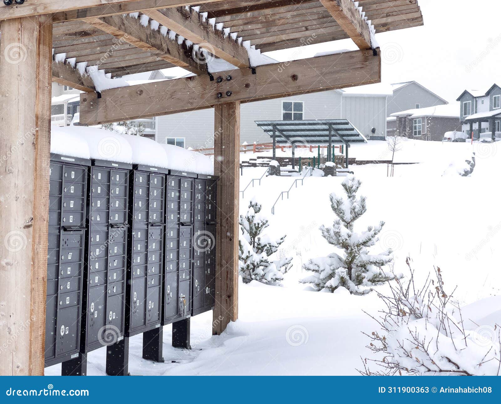 WinteresTouch on Community Mailboxes Stock Image - Image of frost ...