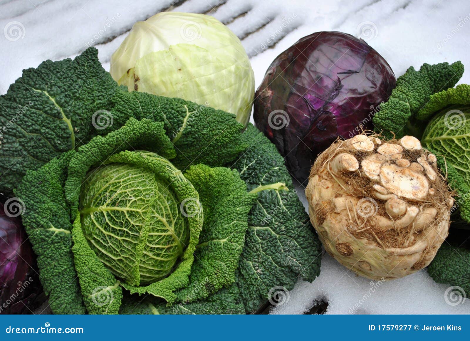 Wintergemüse auf Schnee stockbild. Bild von kohl, geschneit - 17579277