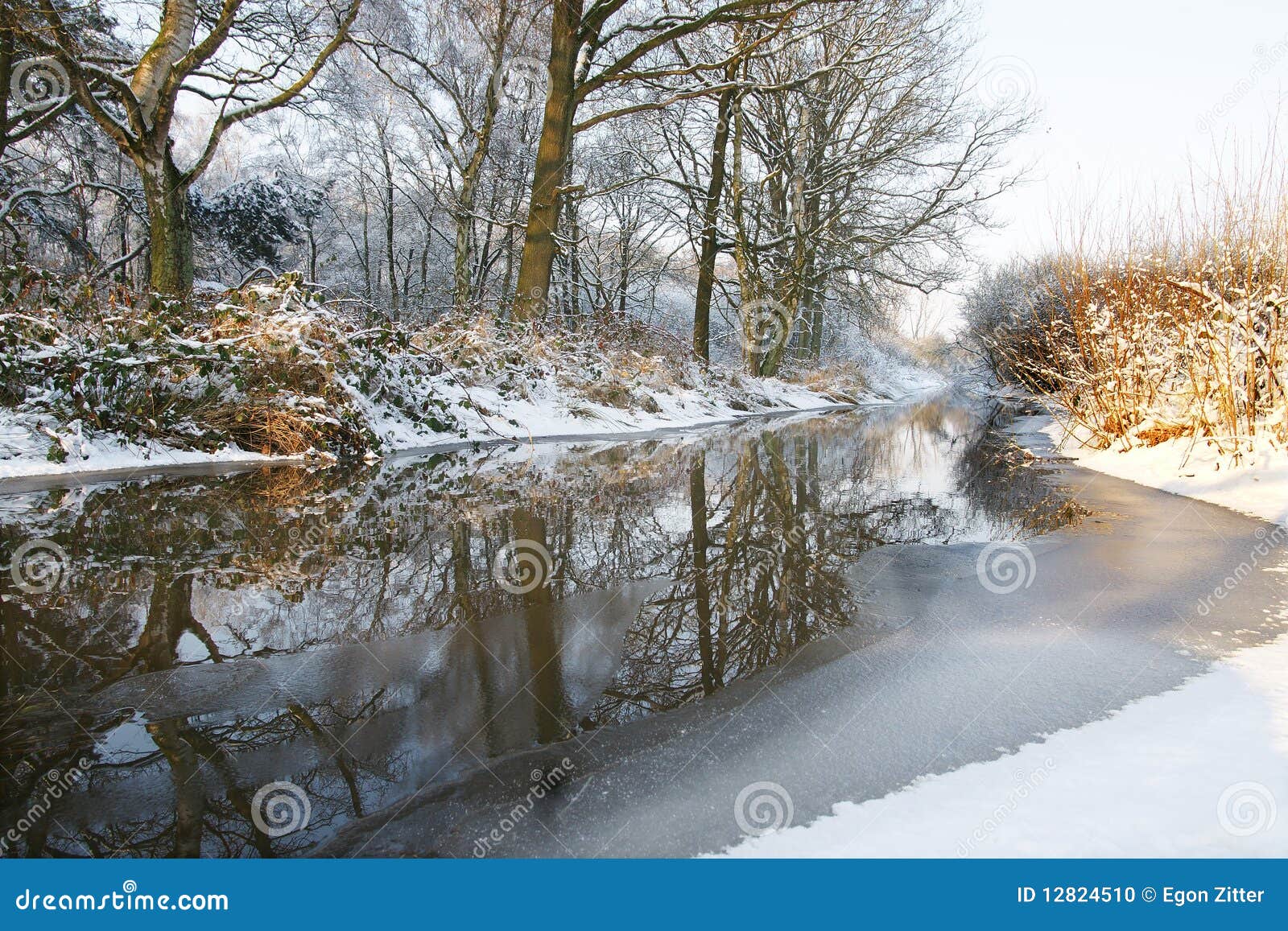 Wintertime icy river stock photo. Image of light, cold - 12824510