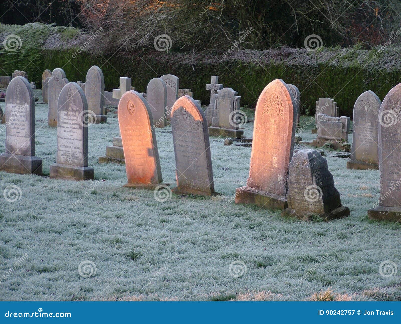 Wintry Morning Graveyard stock image. Image of frost - 90242757